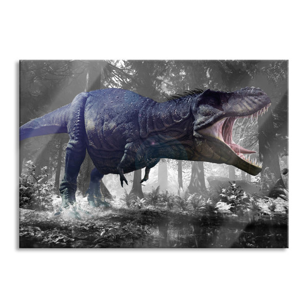 Happy Larry Glass art | Mural on real glass | T-Rex dinosaur in the ...