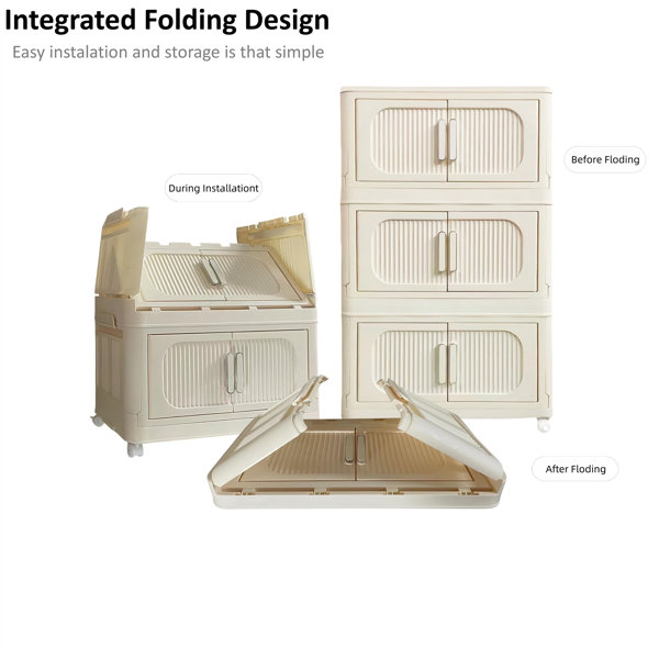 Rebrilliant Folding Storage Cabinet With Wheels – 5-Tier Collapsible ...