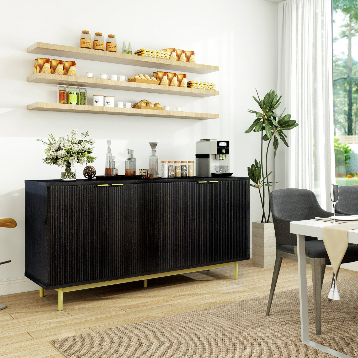 Ebern Designs Sideboard Cabinet, Buffet Cabinet With Storage, Sideboard Storage Cabinet With ...