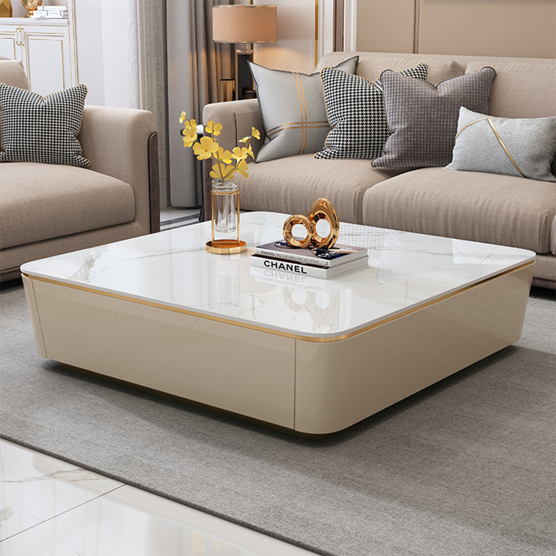 LIZIYE Light luxury modern square rock plate coffee table | Wayfair