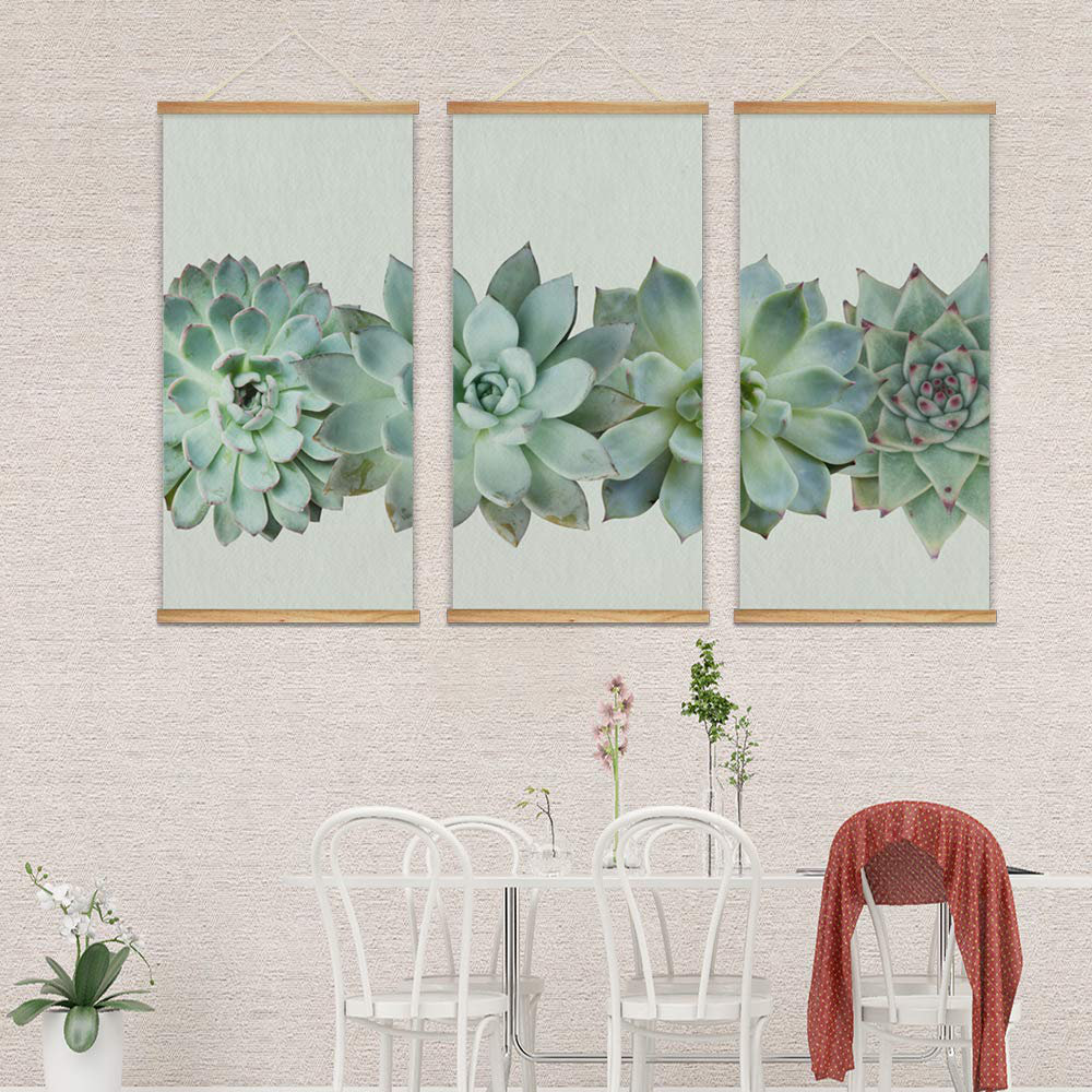 IDEA4WALL Succulent Floral Botanical Hanging Poster with Wood Frames ...