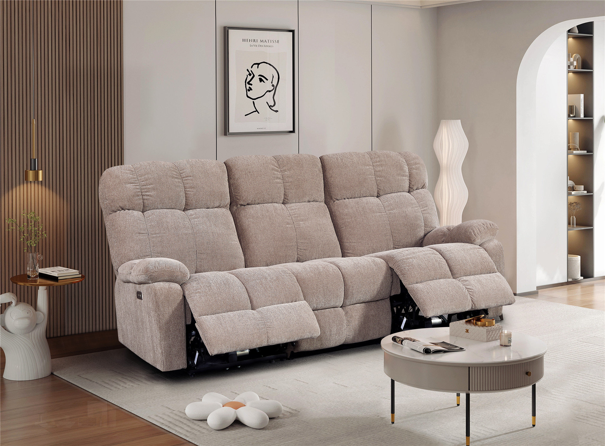 Latitude Run® Dual OKIN Motor Power Recliner Sofa 2 Seater with ...