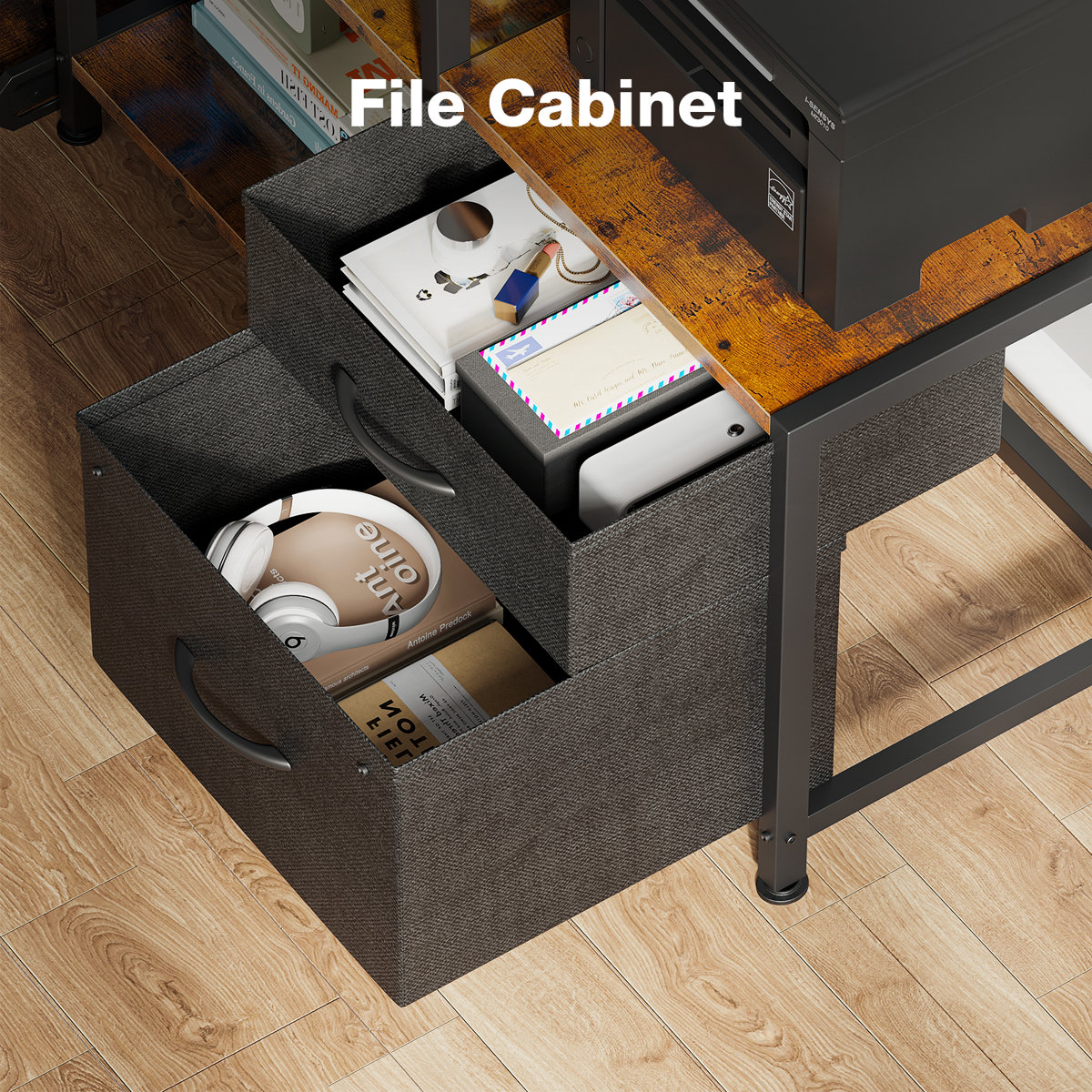 Ebern Designs Home Office Desk With File Drawer & Power Outlet ...