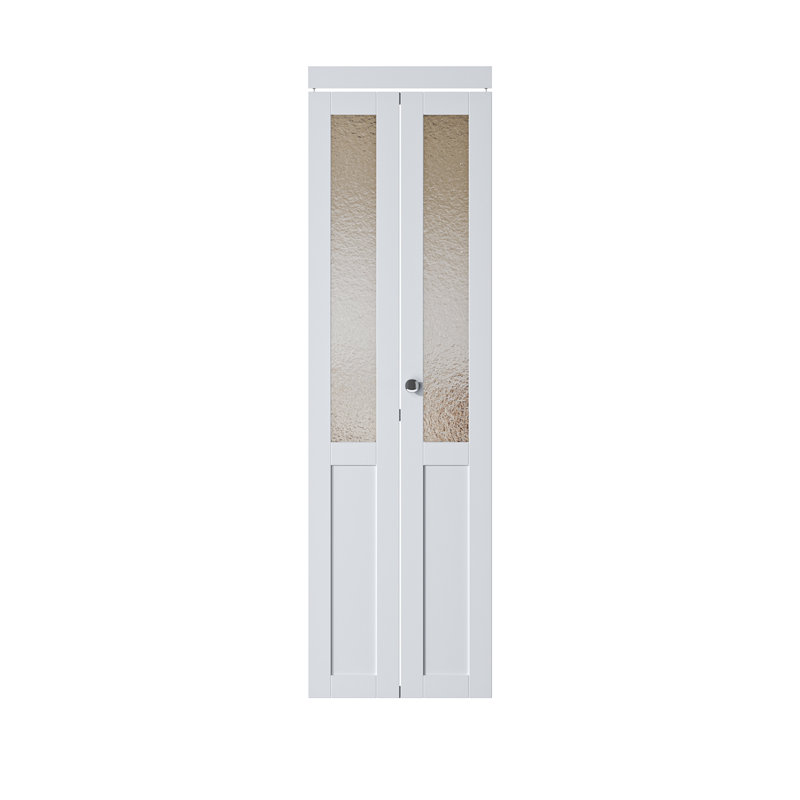 HOZONE Bifold Closet Doors Glass Solid Manufactured Wood Prefinished ...