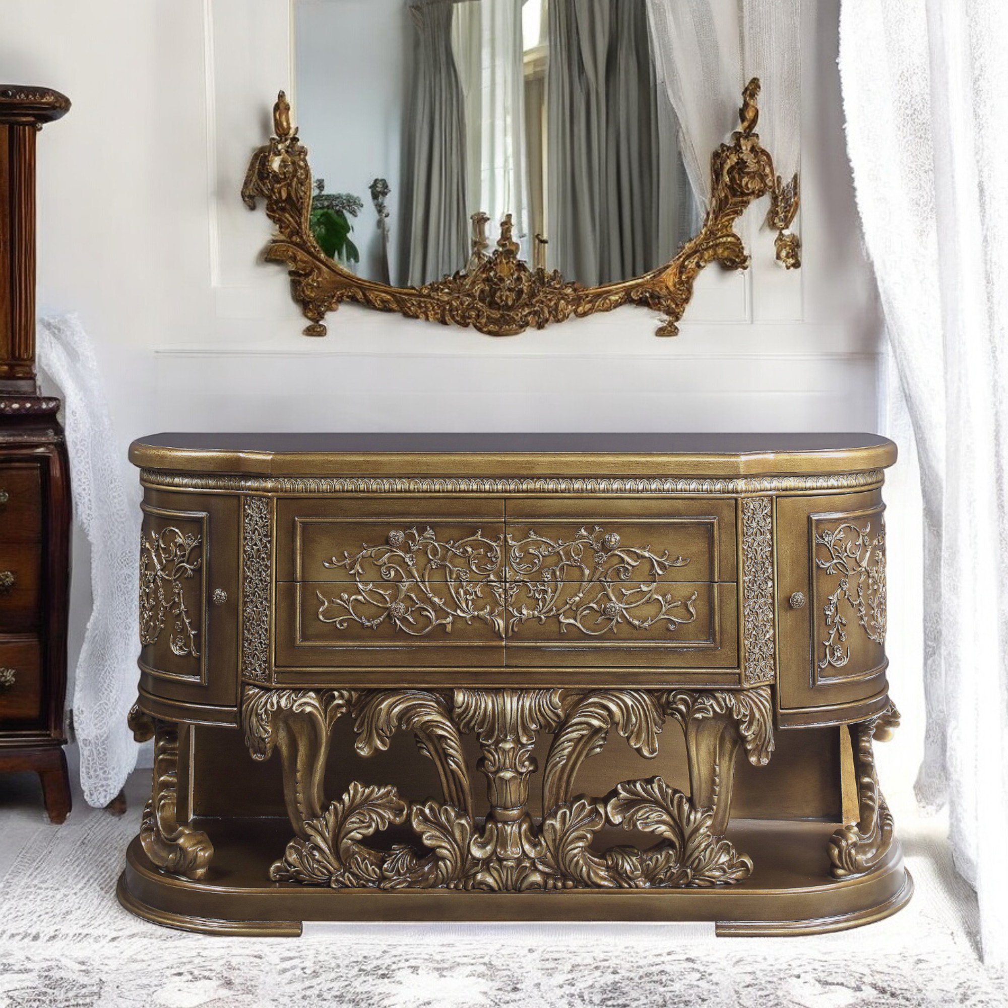 World Menagerie Lurello Server, Brown & Gold Finish - Constantine | Wayfair