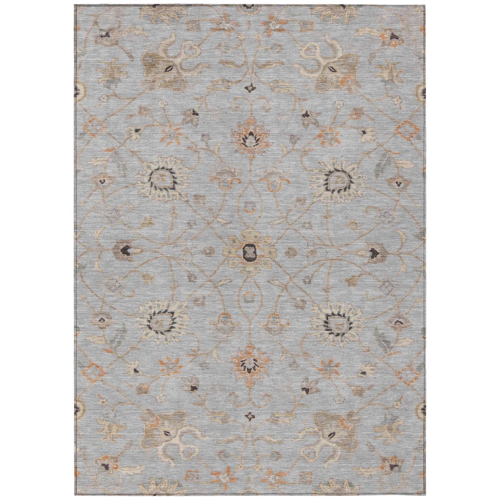 HomeRoots Tapis extérieur lavable floral beige et corail 5 pi x 8 pi - Wayfair Canada