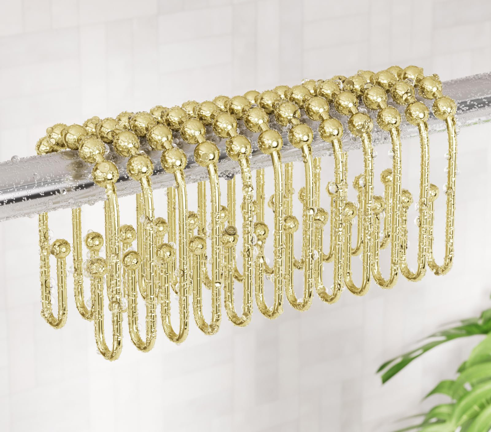 BOJUNTAN Shower Curtain Hooks Gold Shower Curtain Rings Rust Proof ...
