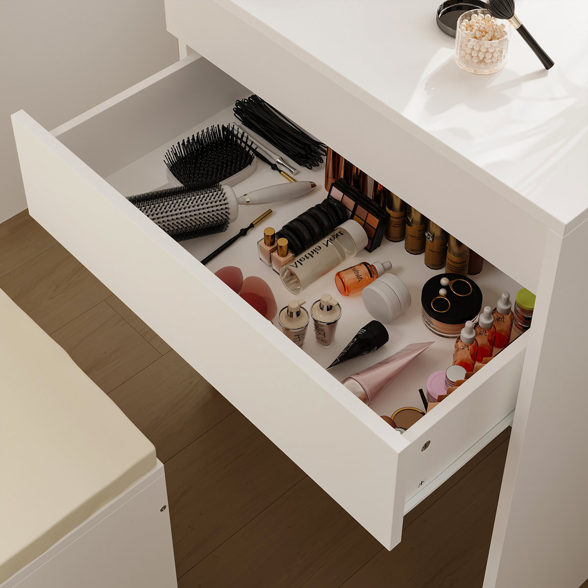 Metro Lane Modern Dressing Table with Storage Drawers, Expandable ...