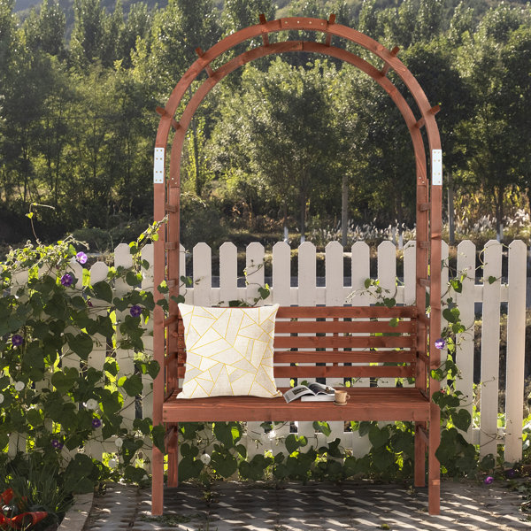 Winado 47.6'' W x 18.5'' D Solid Wood Arbor with Bench in Brown ...