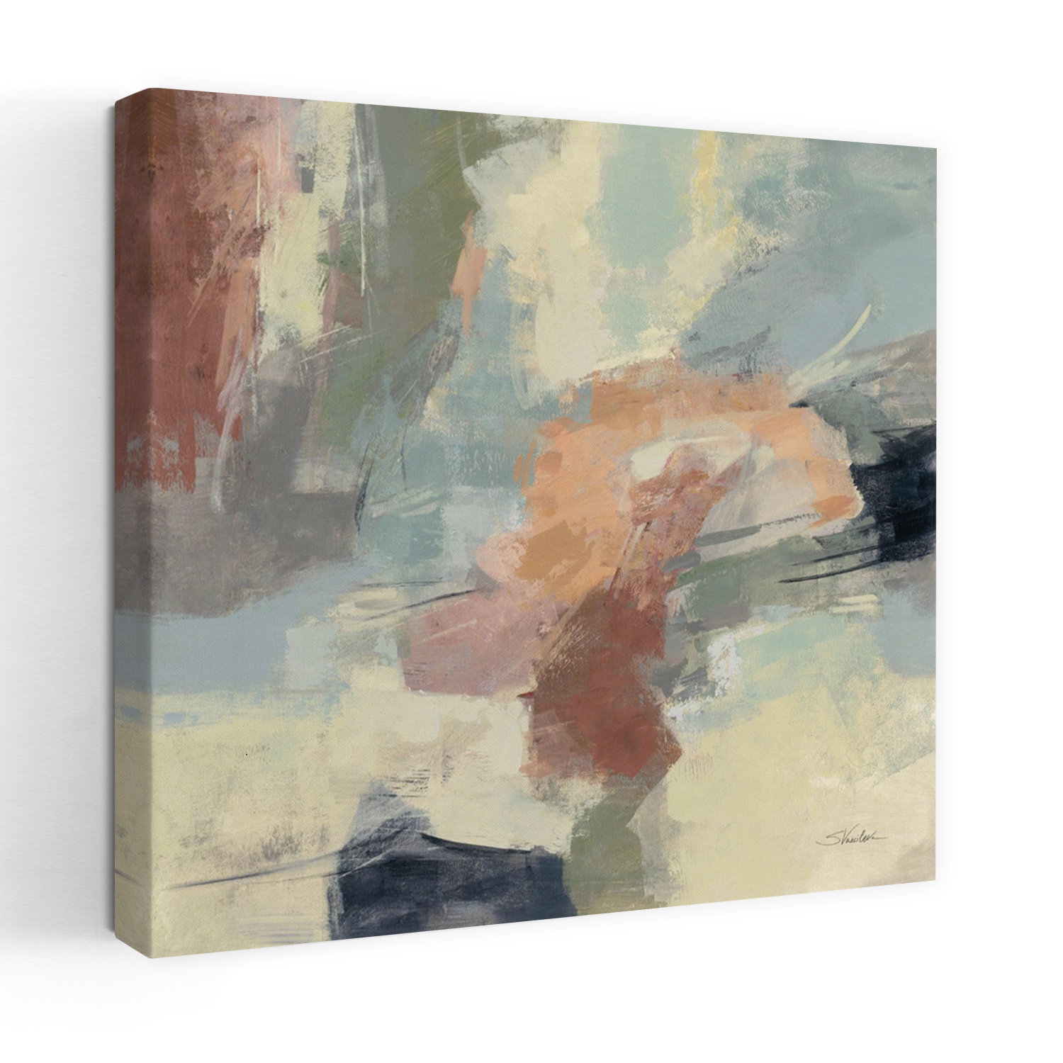 Latitude Run® Contemporary Farm Field With Abstract Black Art | Wayfair