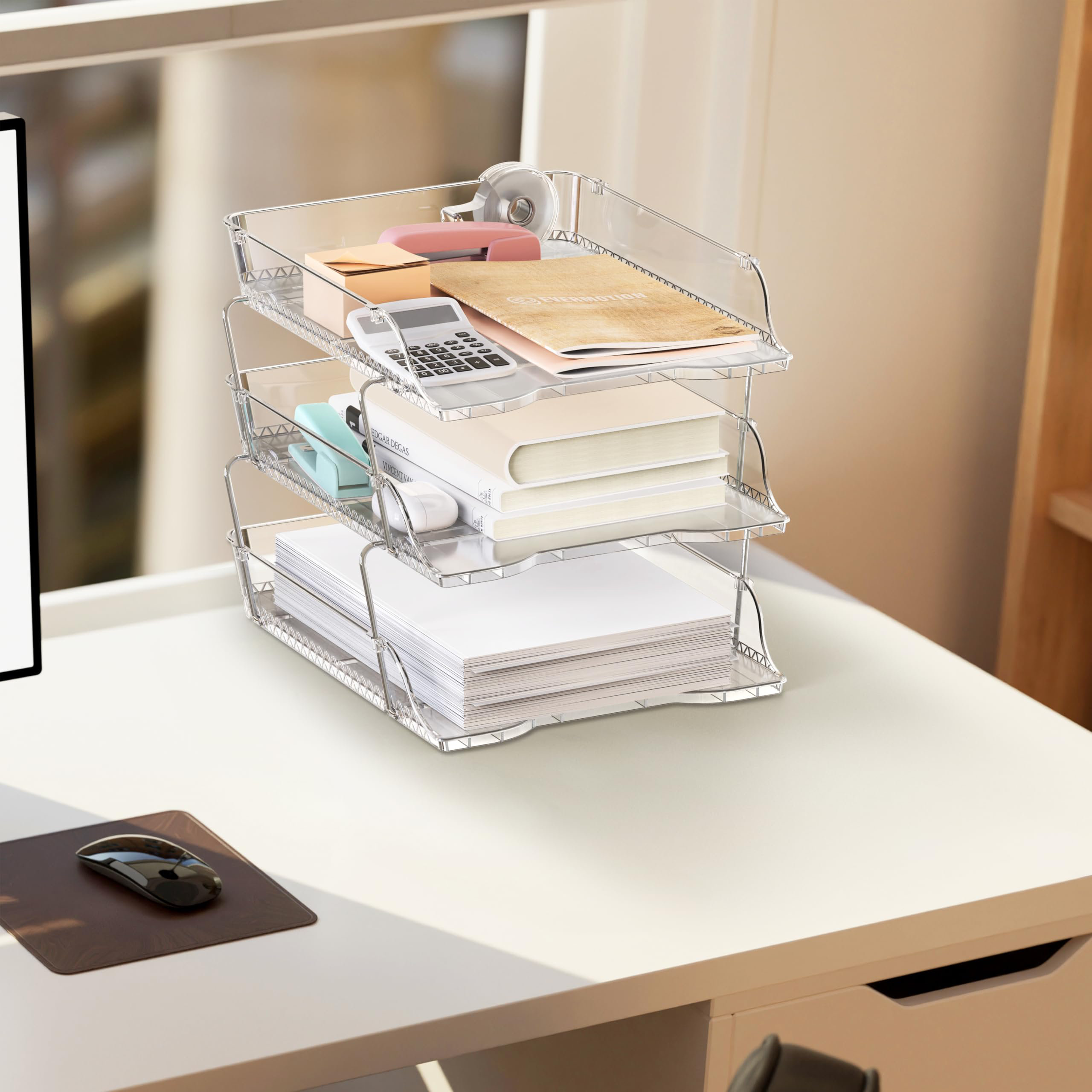 Inbox Zero 3-Tier Transparent Stackable Document Letter Tray Organizer ...