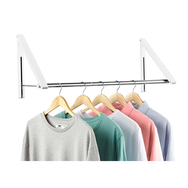 Rebrilliant Double Foldable Clothing Rack W/Extension Rod, Wall-Mounted ...