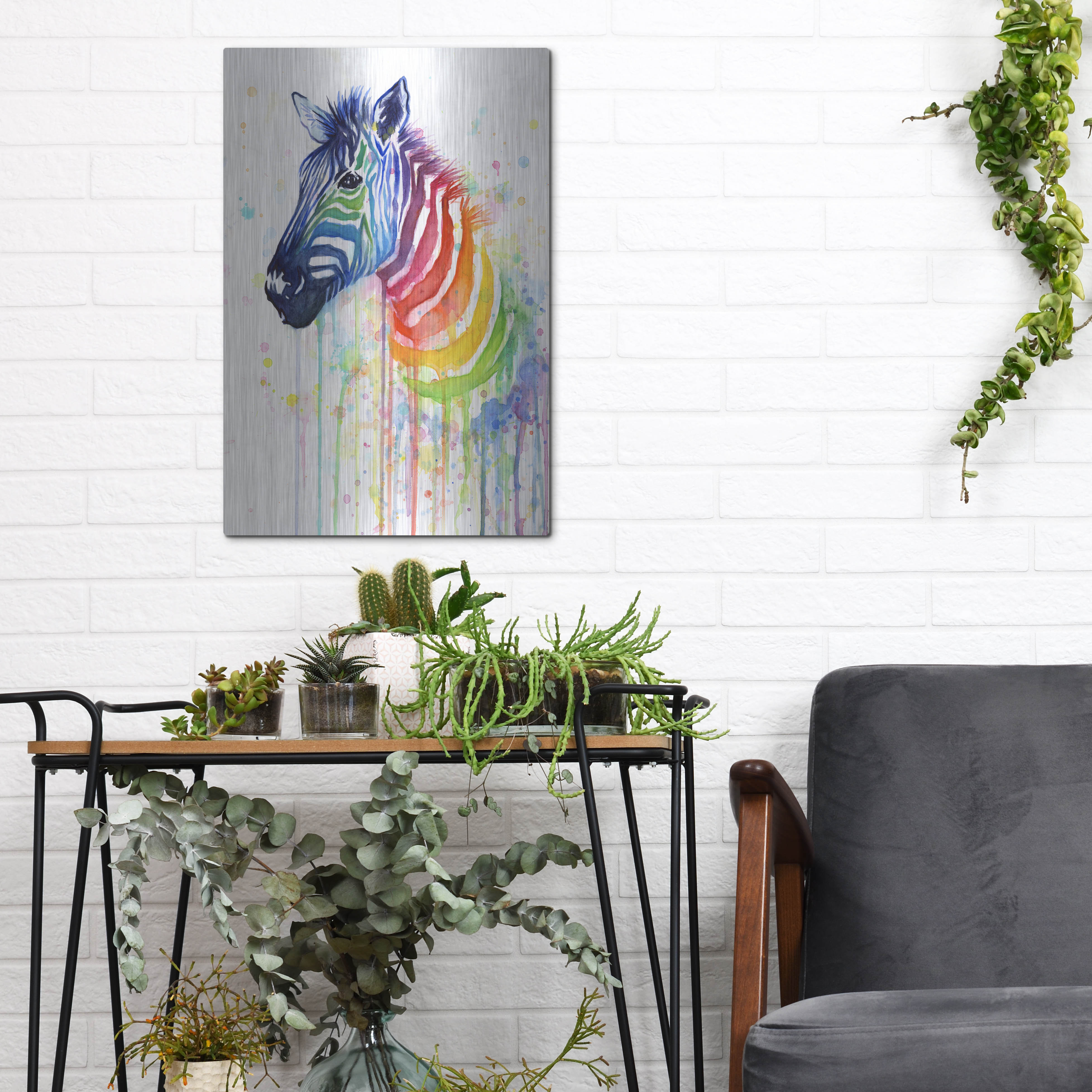 Dakota Fields " Rainbow Zebra " by Olga Shvartsur on Metal | Wayfair