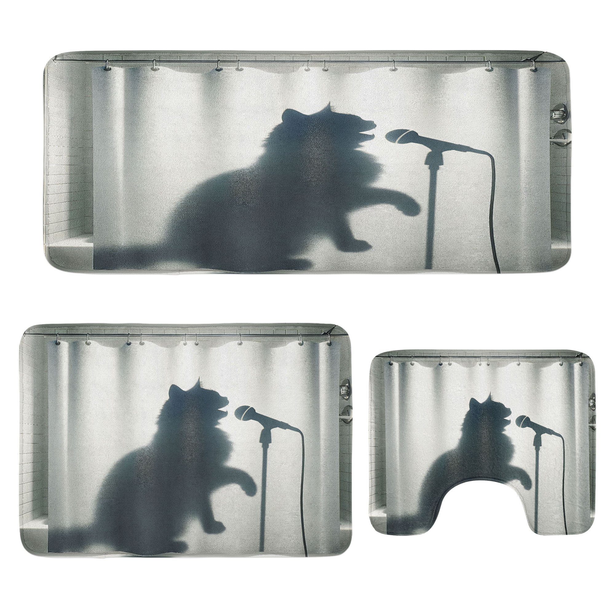 East Urban Home Cat Bathroom Rug Set 3 Pieces U-Shape & Rectangle Mats ...
