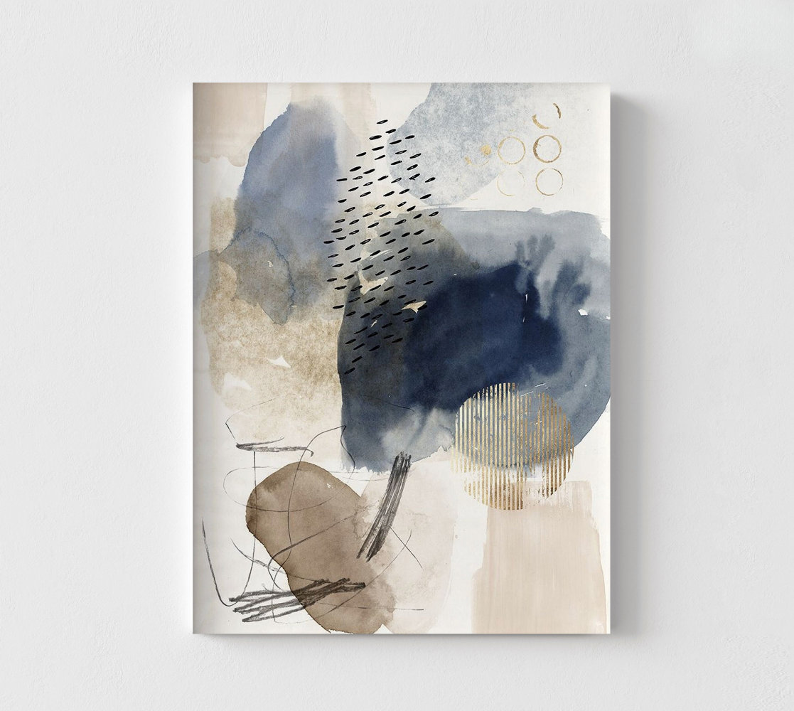 WeFrameArt Luminous Flux By Tom Reeves, Gold And Navy Blue Abstract ...