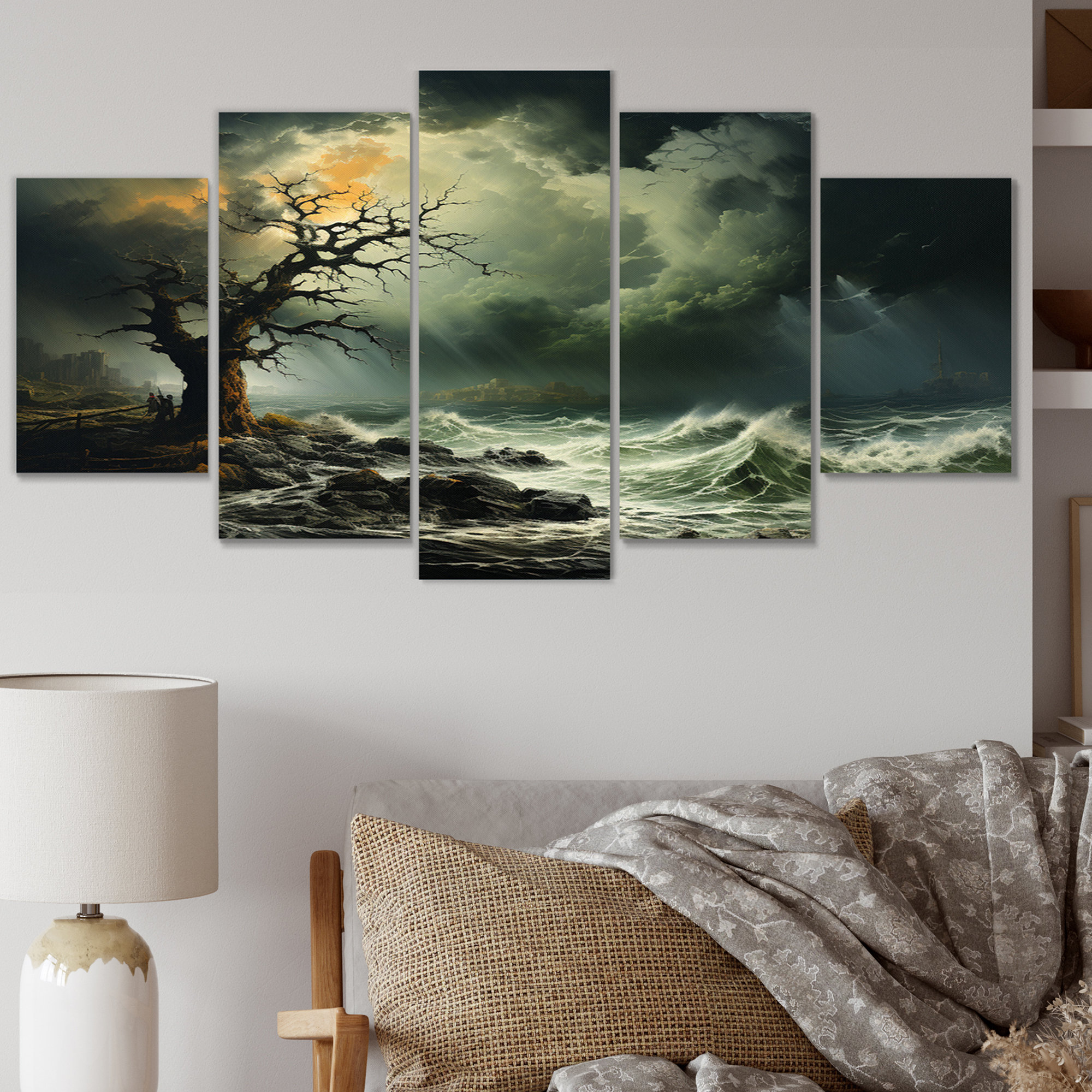 Beachcrest Home 'Green Windswept Drama Storm - Nautical & Beach Wall ...