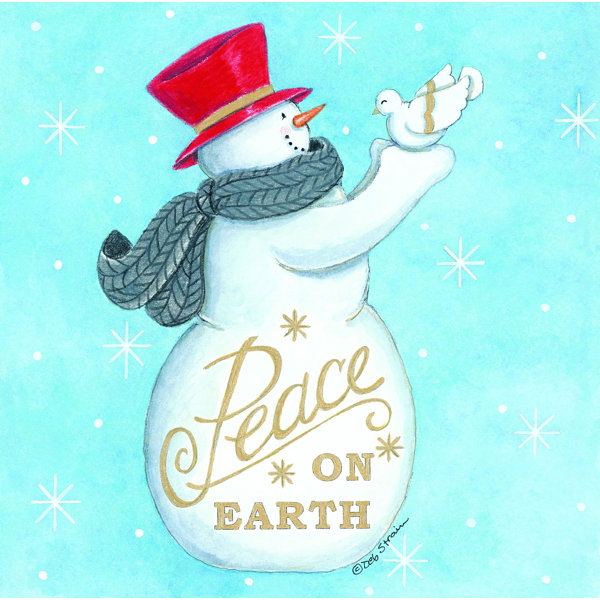The Holiday Aisle® Peace On Earth Snowman On Canvas by Deb Strain Print ...