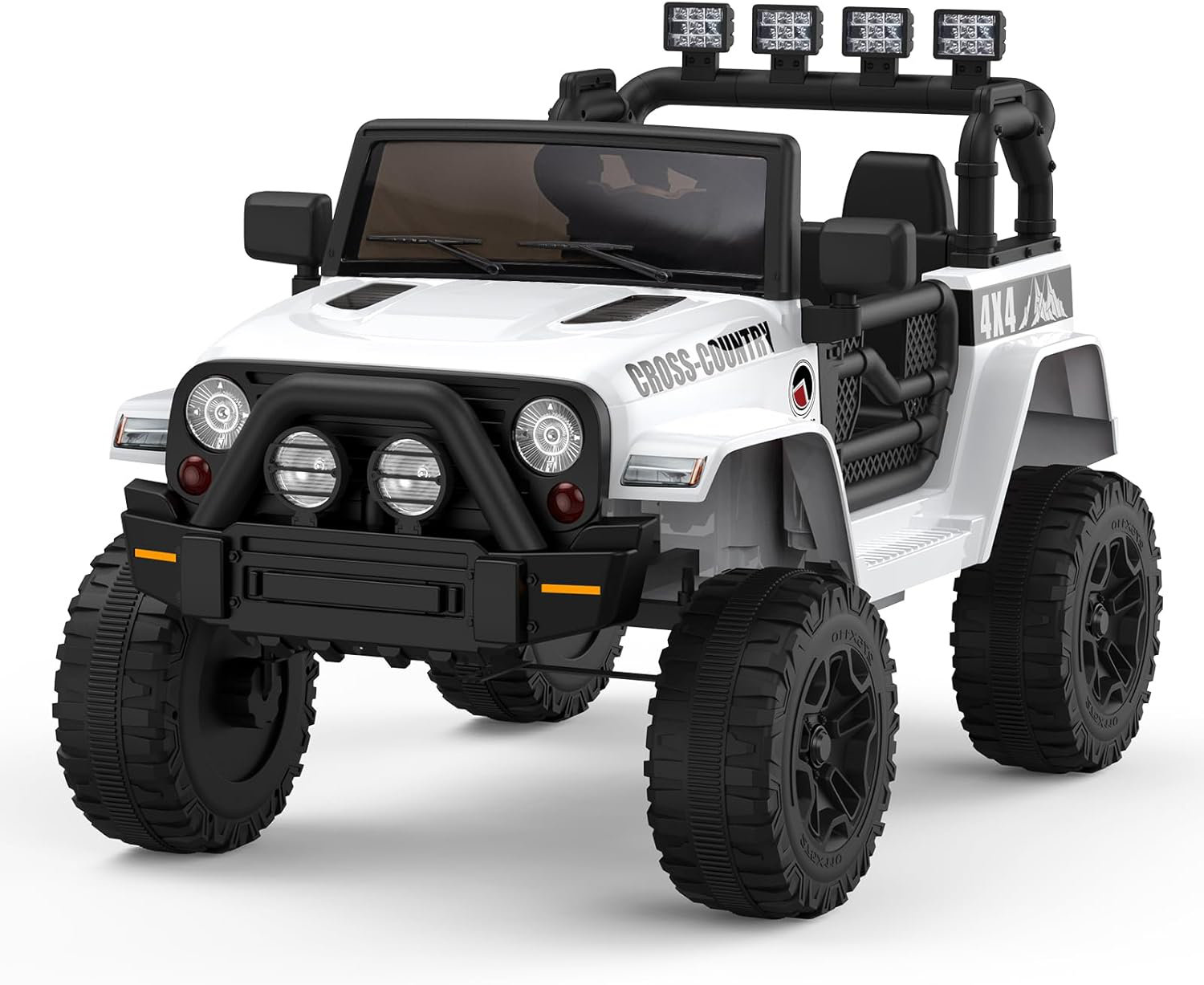 gaomon Kids 12V Ride On Truck Car, LED Lights, Dual Doors, Seat Belt, Music Player, Spring ...