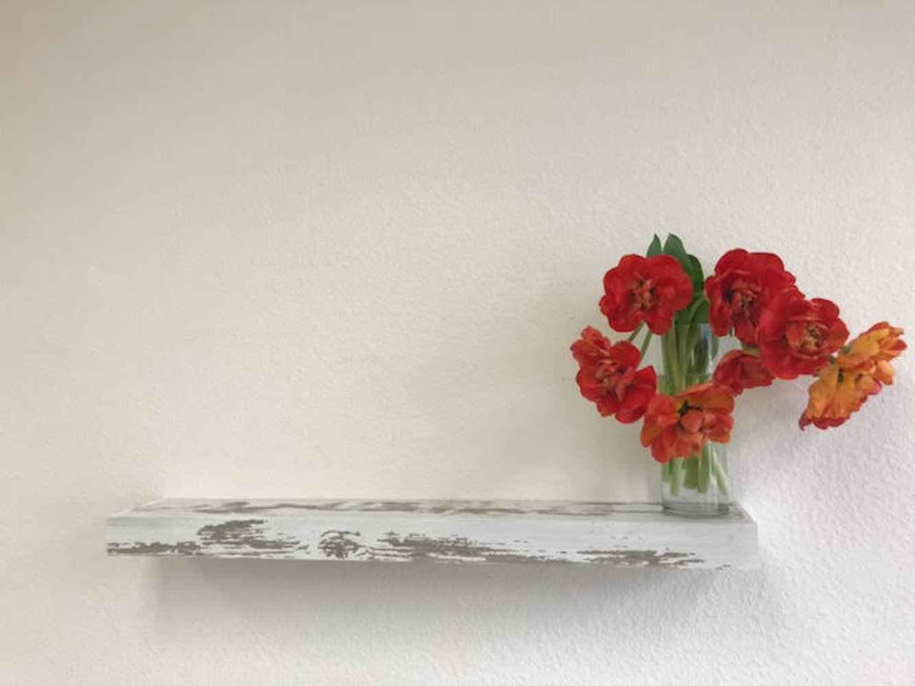 Timeline Wood Timeline Farmhouse Rustic Distressed White Floating Shelf ...