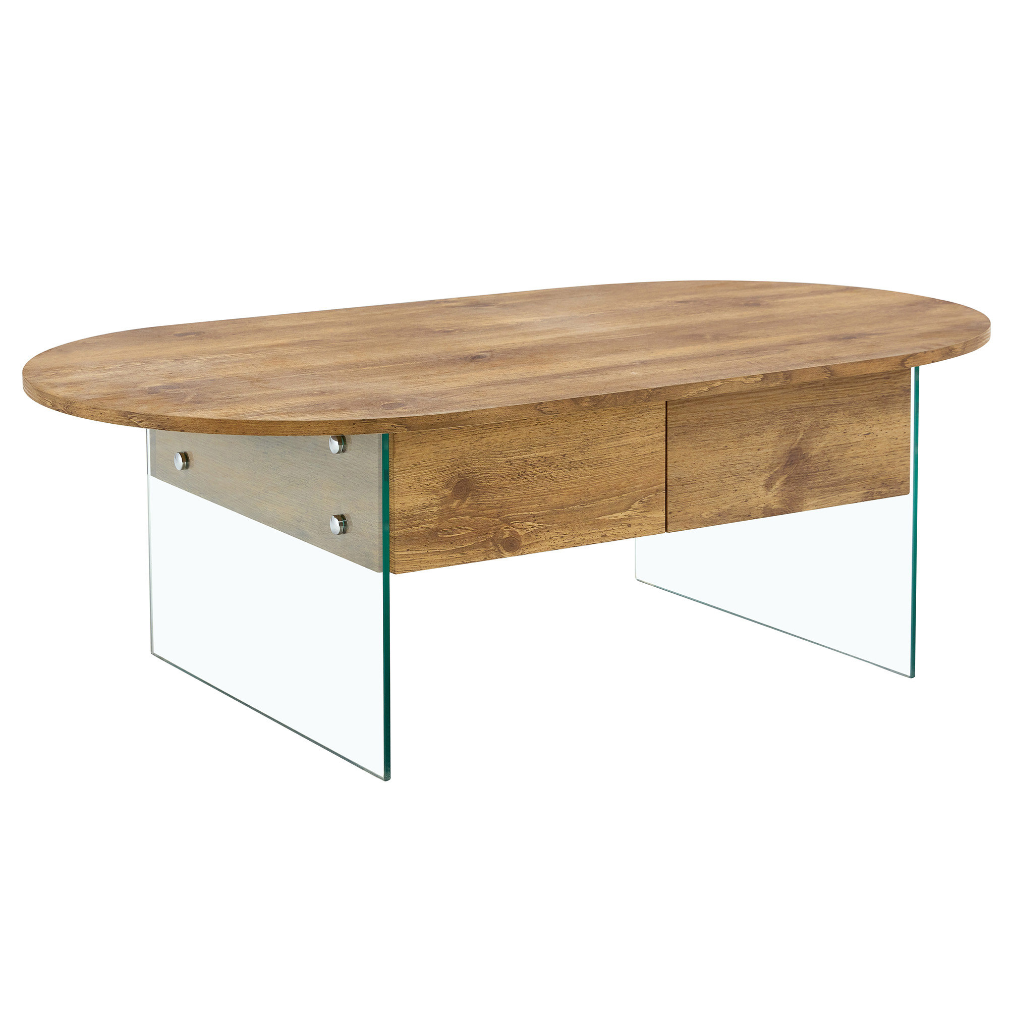 Dakota Fields Cozy Natural Oval Double Drawer Coffee Table - 43.3"X23.6 ...