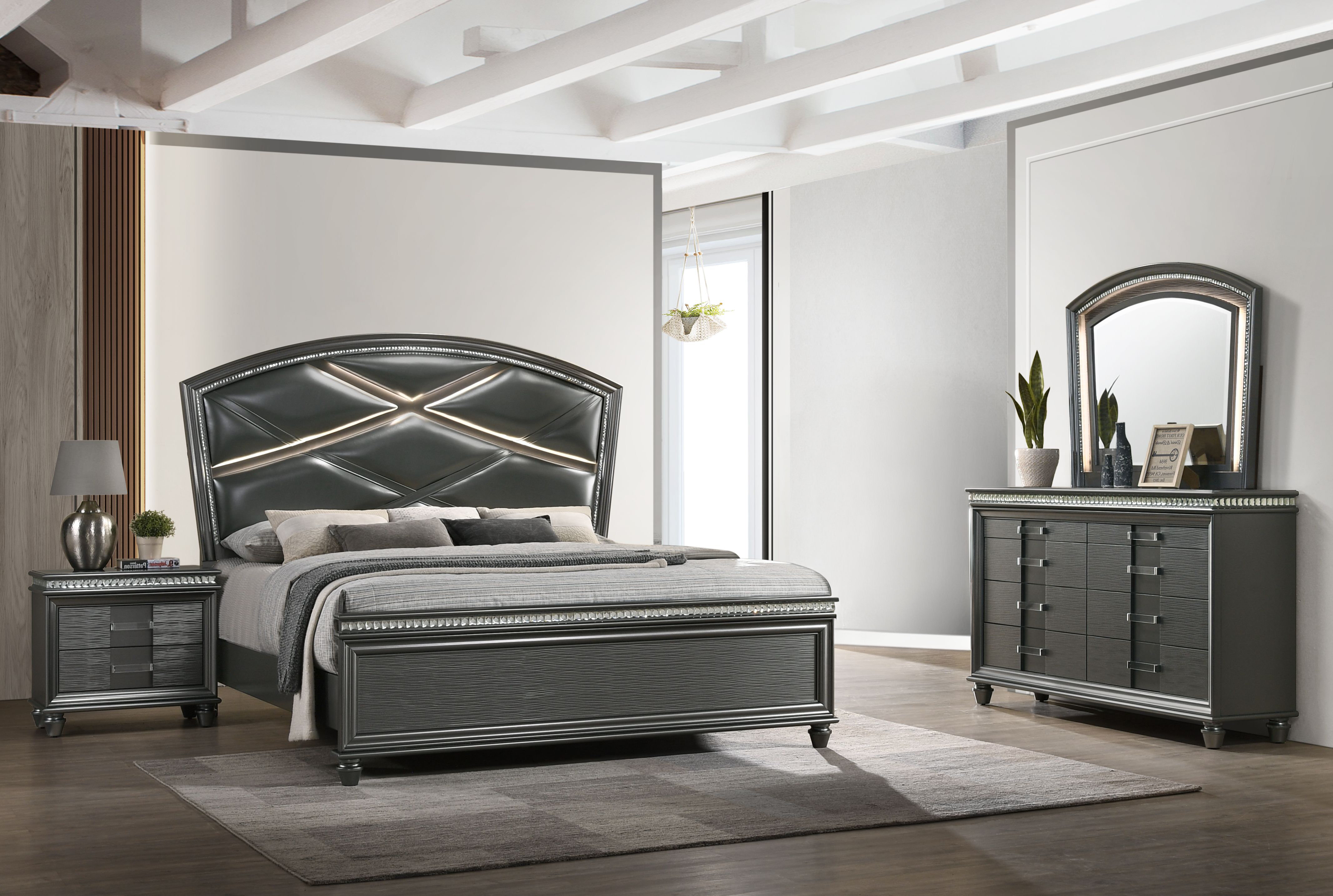 Rosdorf Park Fawridge 5-2_Althea LED Upholstered Panel Bedroom Set ...