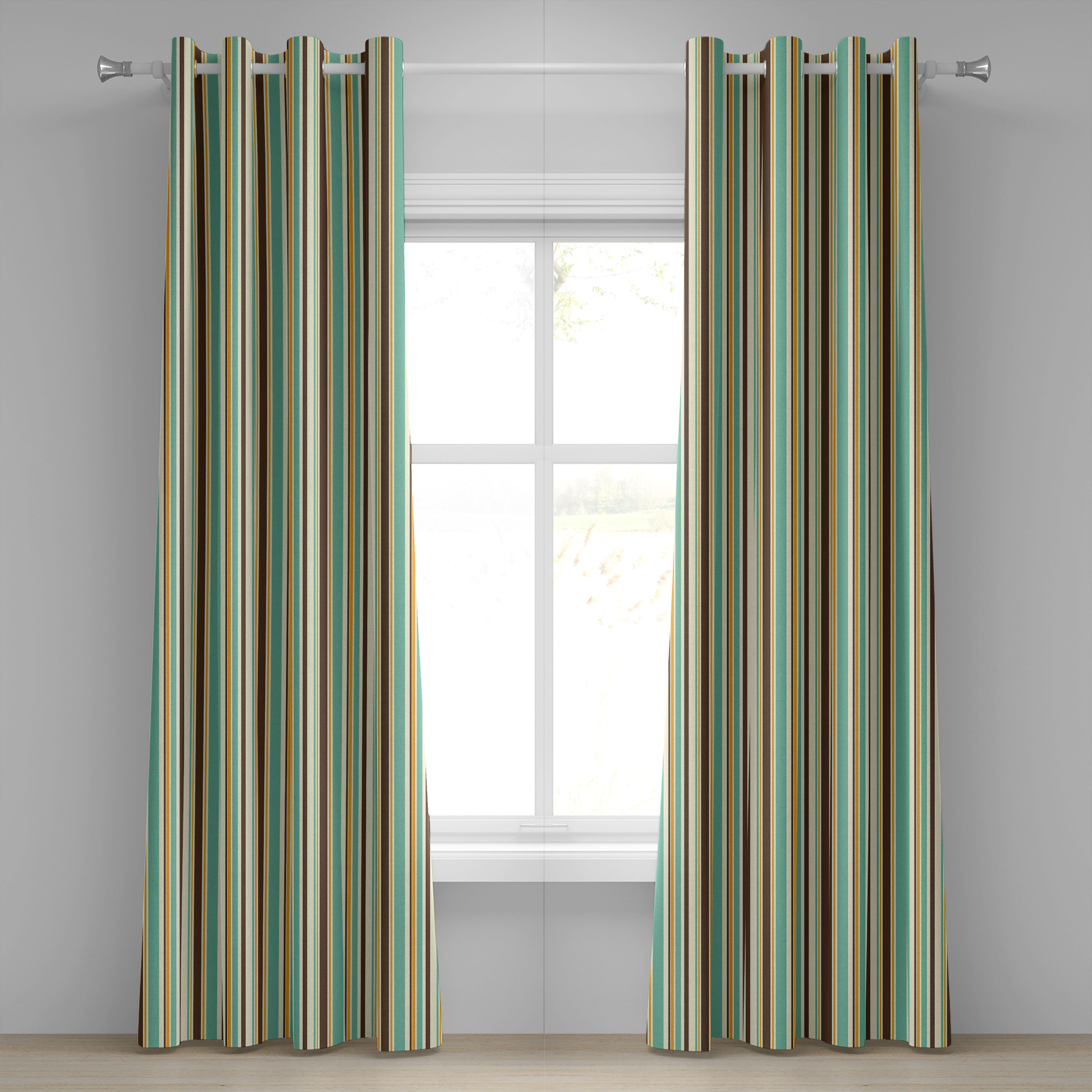Red Barrel Studio® Striped Grommet Curtain Decorative 2-Panel Window ...