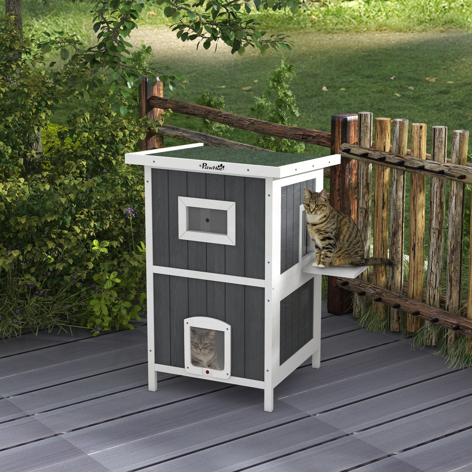 Tucker Murphy Pet™ Outstanding Outdoor Cat House with Multiple Features ...