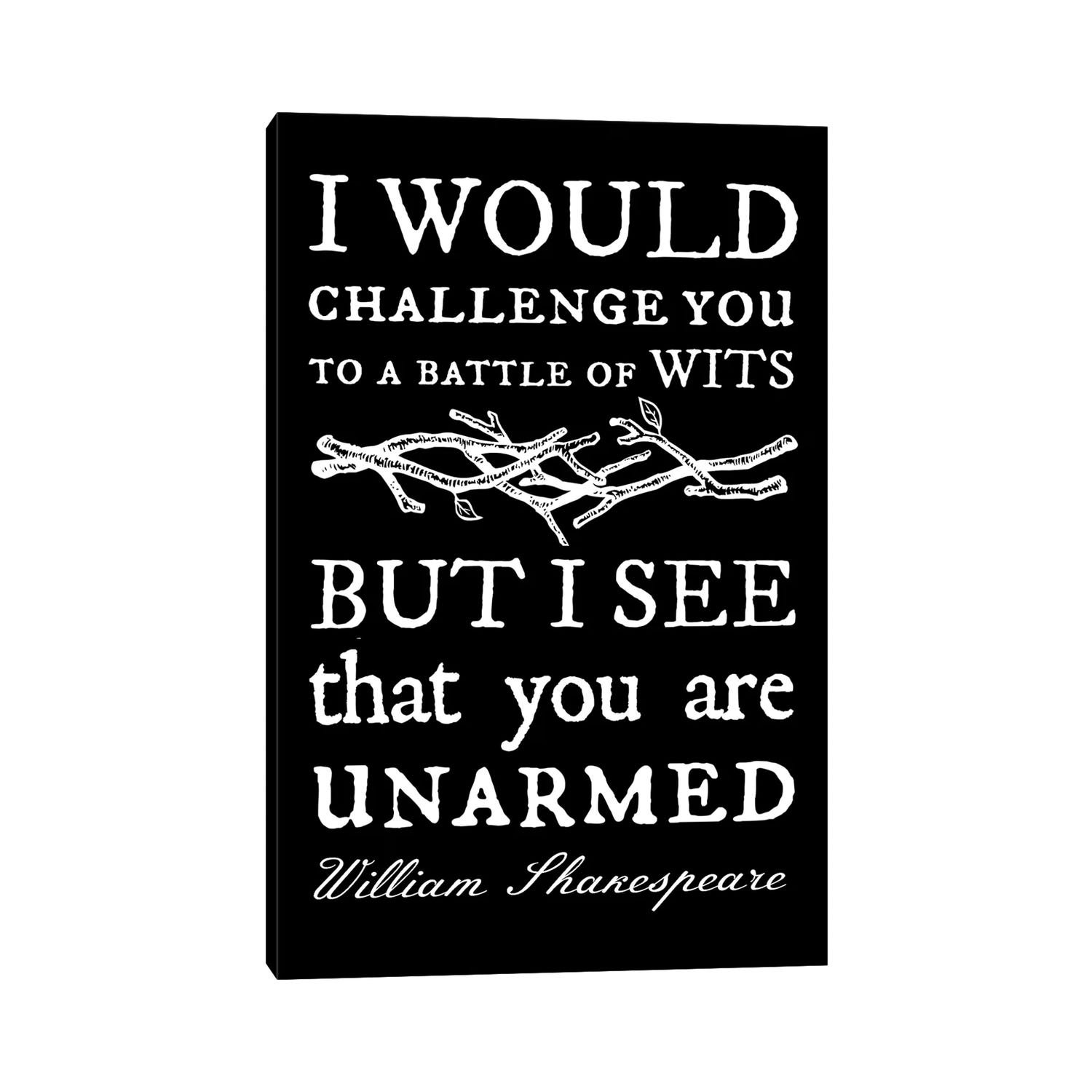 East Urban Home Battle of Wits Typography on Black by Traci Anderson ...