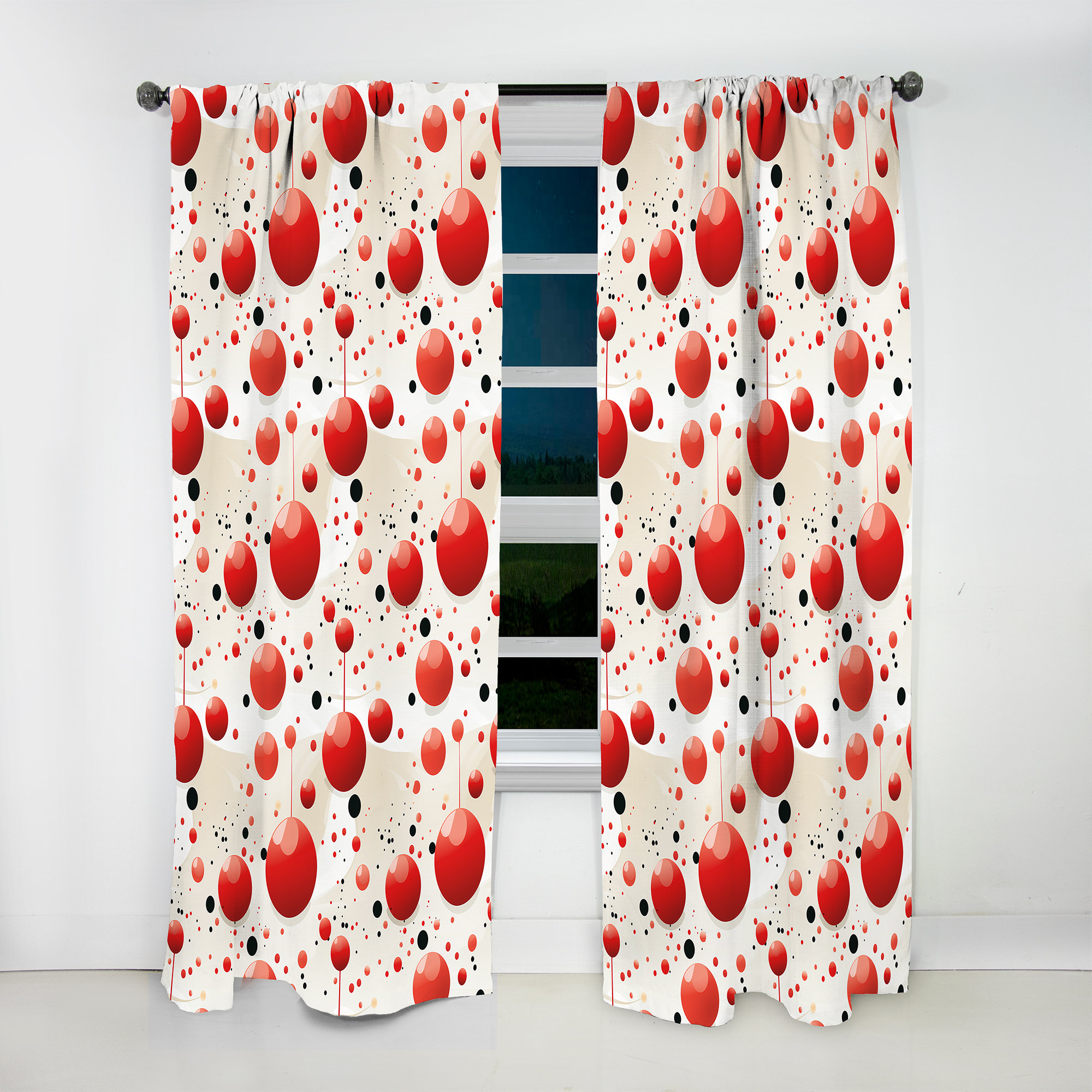 East Urban Home Estefania Red And White Polka Dots I - Modern Curtain ...