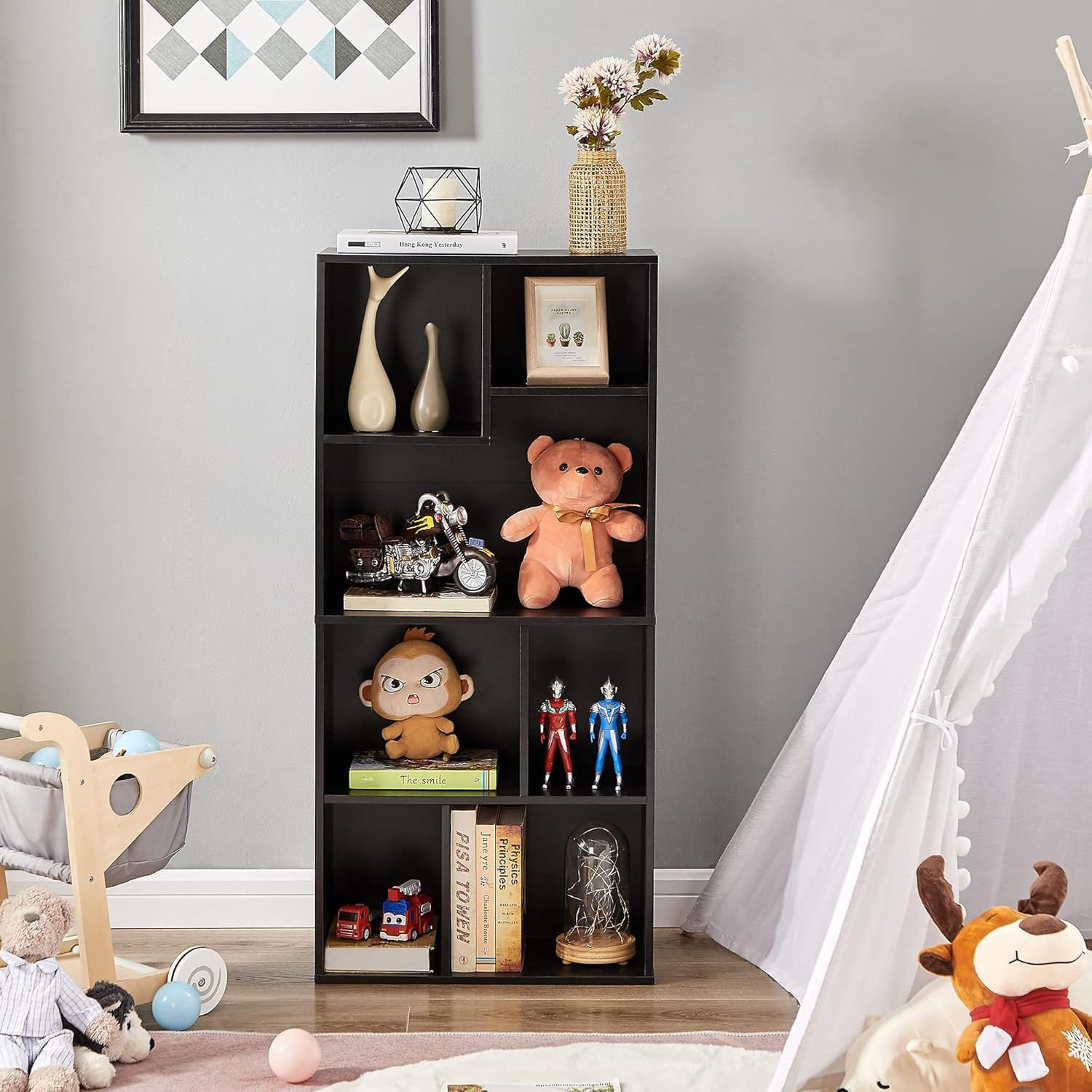 Ebern Designs 7 Cube Bookcase, Modern Storage for Standard Textbooks ...