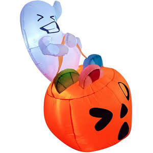 The Holiday Aisle® Cute Ghost Dumping Candy Bag Inflatable | Wayfair