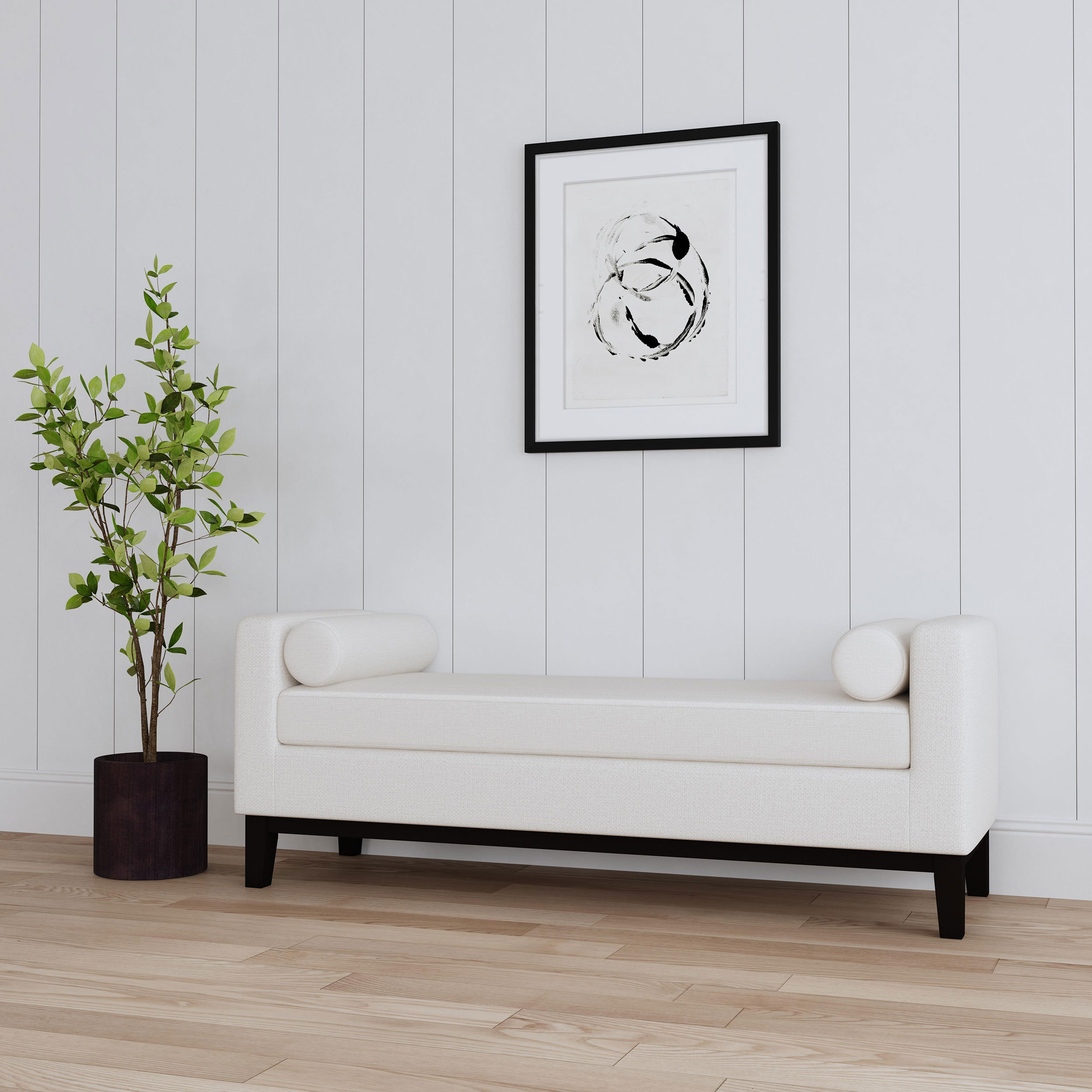 Hokku Designs Burdine Upholstered Accent Bench with Armrests Vanilla ...