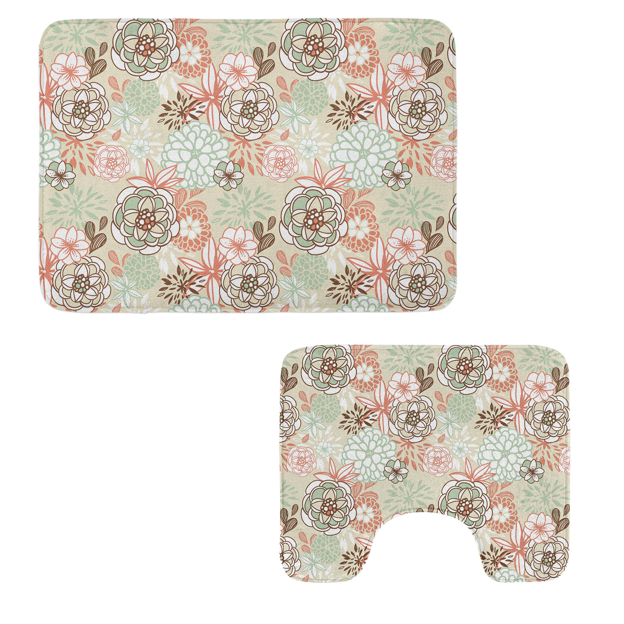 Ophelia & Co. Floral Bathroom Rug Set 2 Pieces Rectangle & Contour Mats ...
