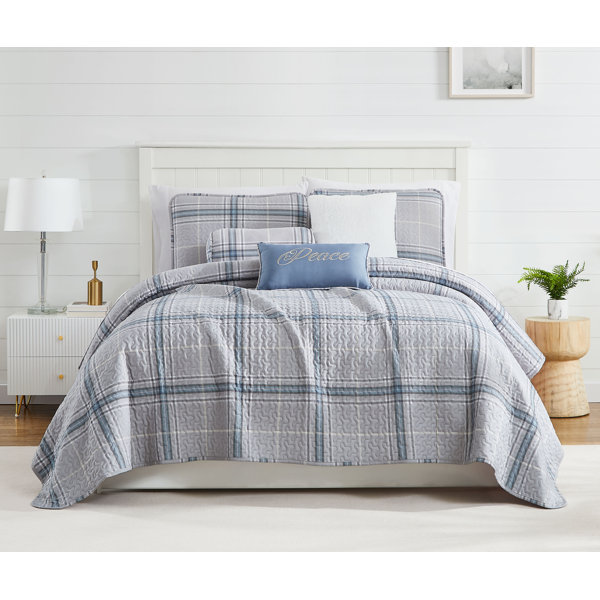 SouthShore Fine Linens Vilano Plaid Oversized Microfiber Quilt Set by ...