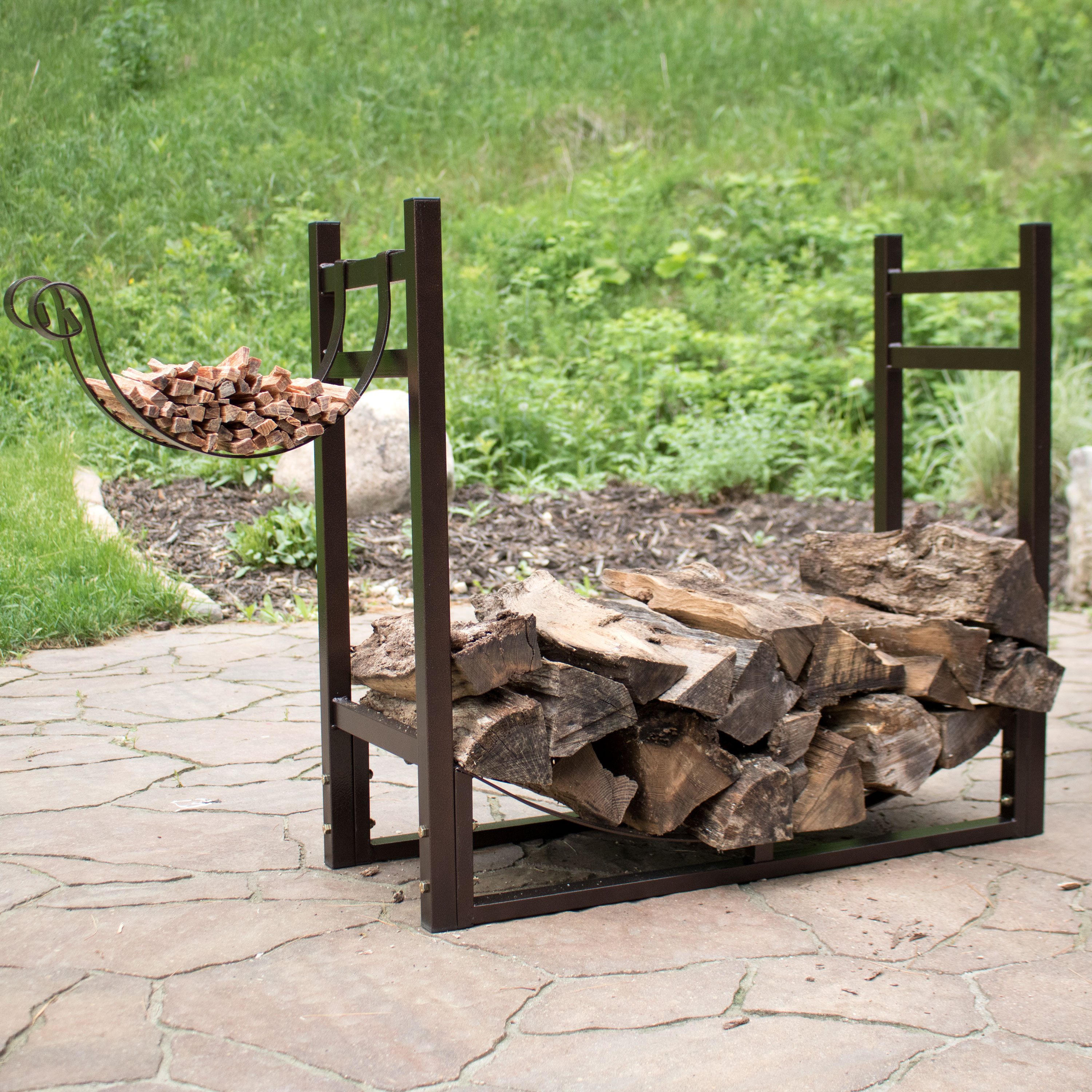 WFX Utility™ Bellatrix Outdoor Powder-Coated Steel Firewood Log Rack ...
