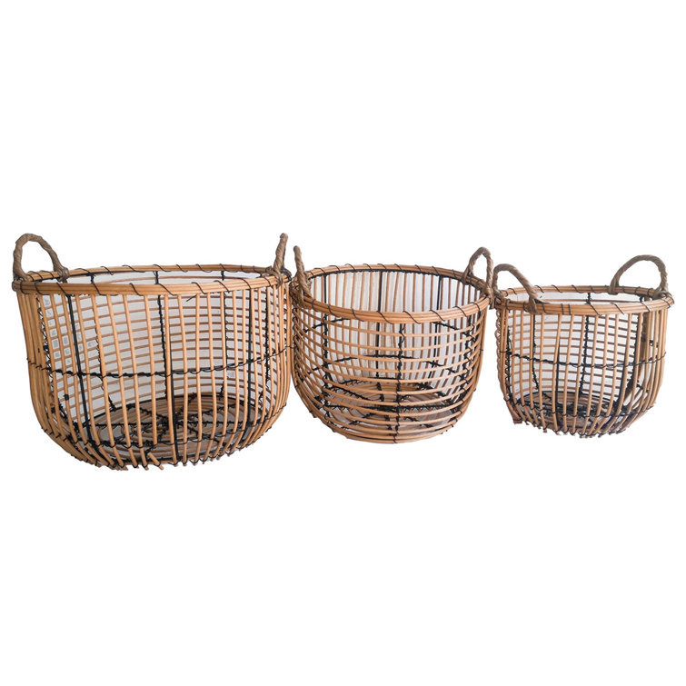 Highland Dunes Wicker 3 Piece Basket Set | Wayfair.co.uk