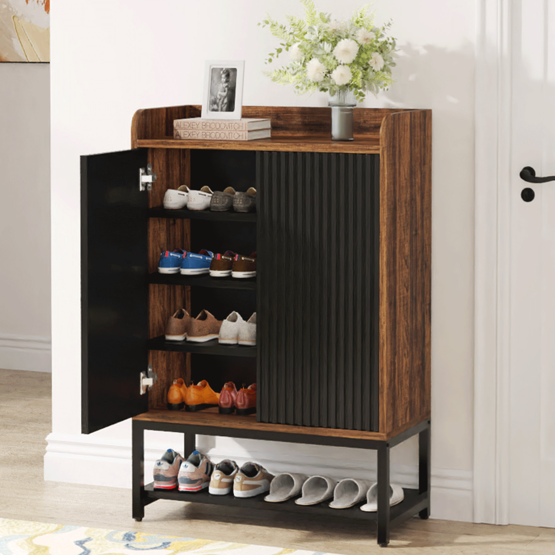 17 Stories 20 Pairs Black And Brown Shoe Storage Cabinet & Reviews ...