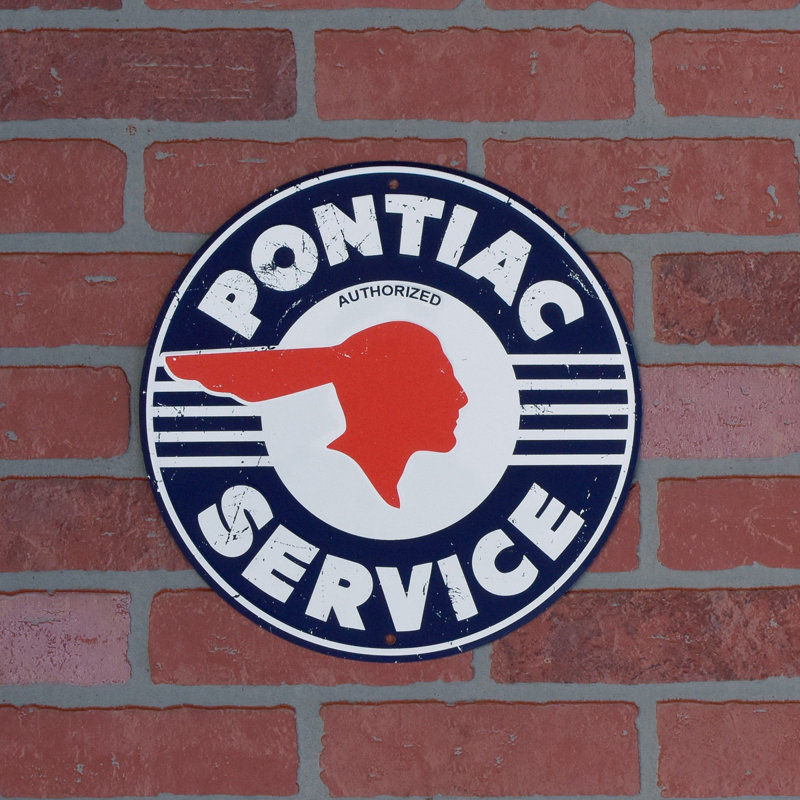 Trinx Metal Vintage Pontiac Service Sign Classic Muscle Car Garage Wall ...