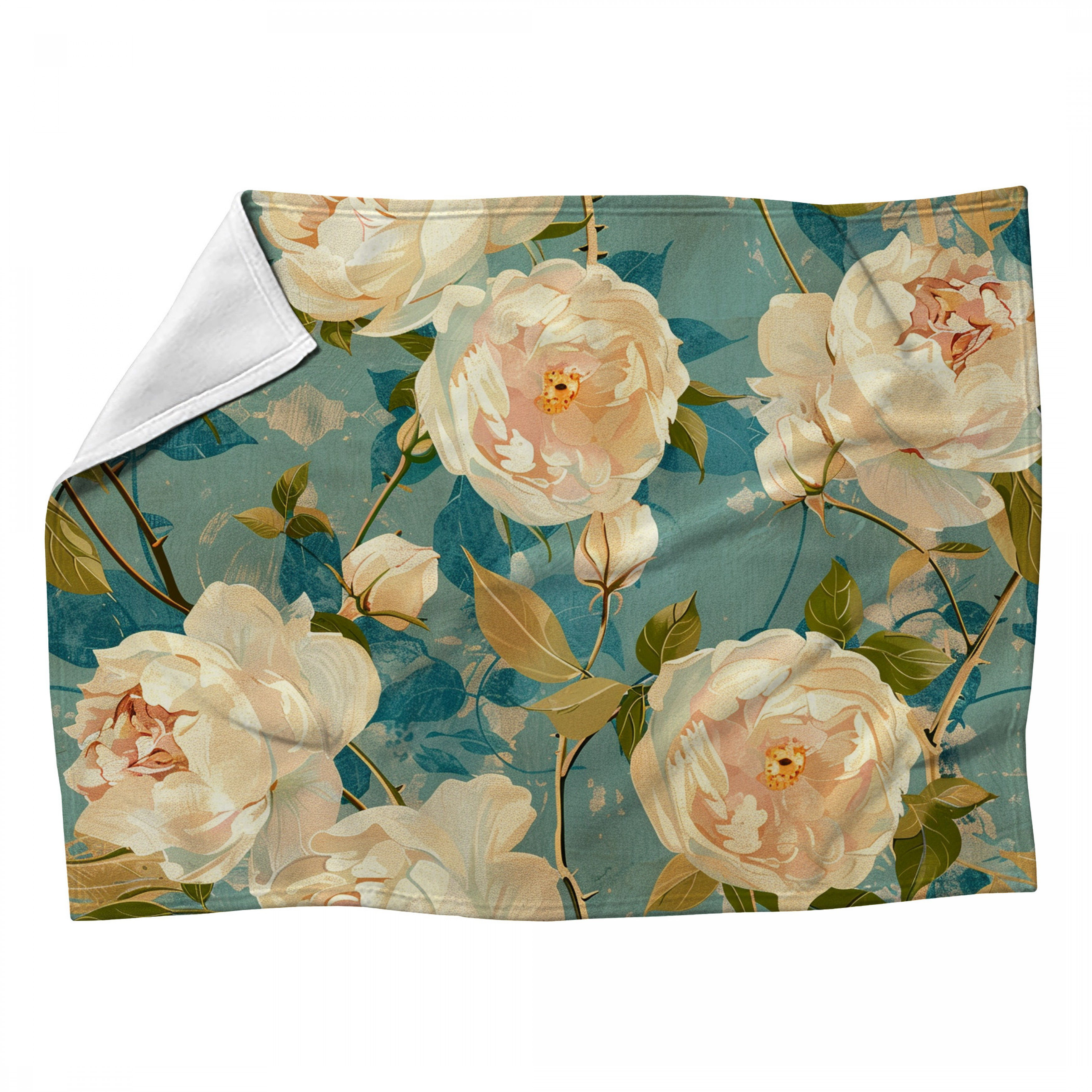 VisionDecor Roses Motif Fleece Throw Blanket - Floral Throws for Sofas ...
