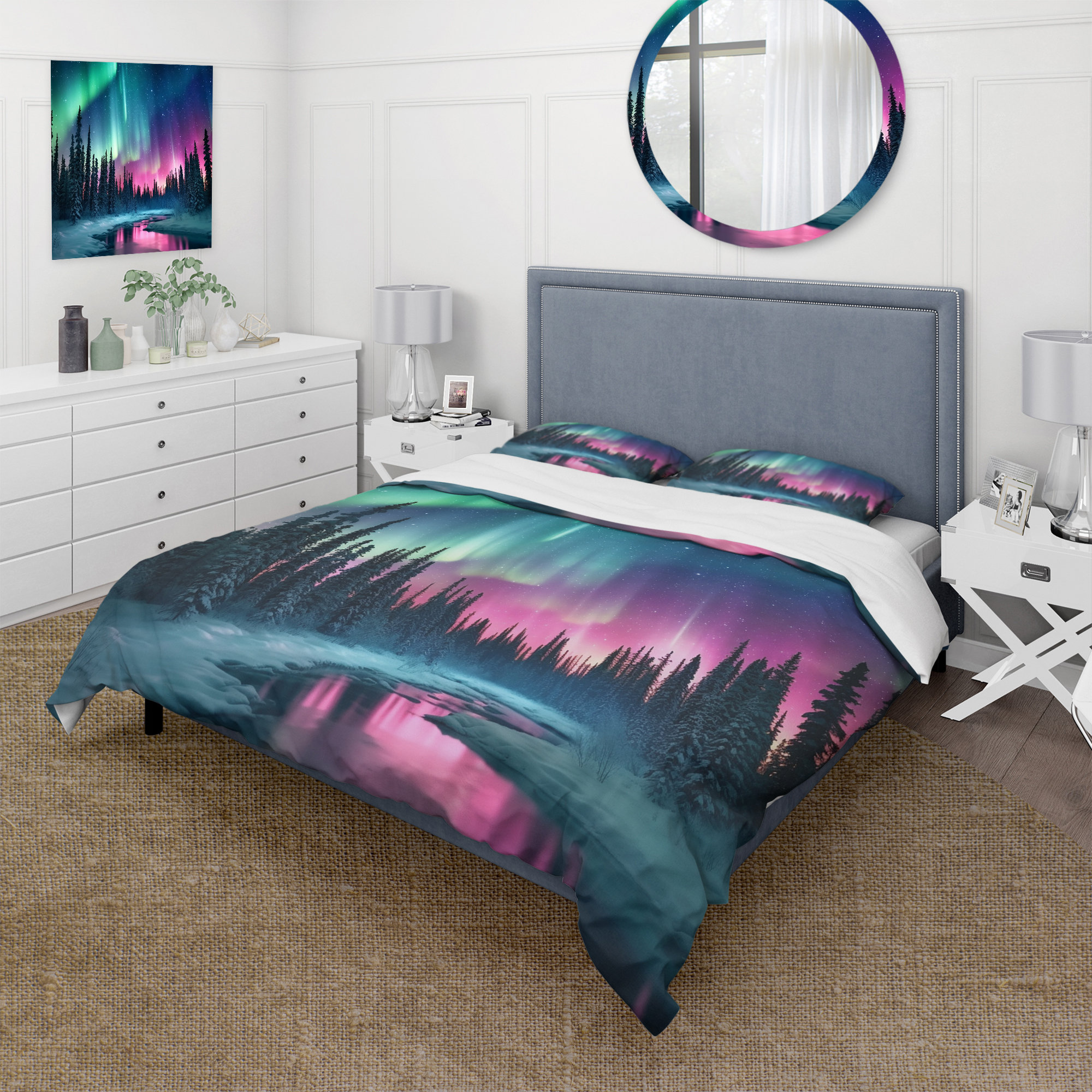 Design Art Northern Lights In Alaska II BeddingMicrofiber / Polyester ...