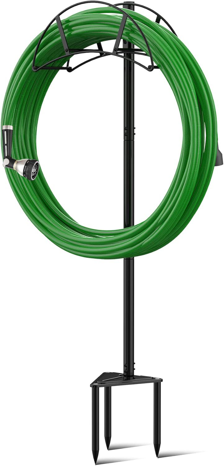 INKEDZ Garden Hose Stand/Hanger Freestanding, Heavy Duty In-Ground Hose ...