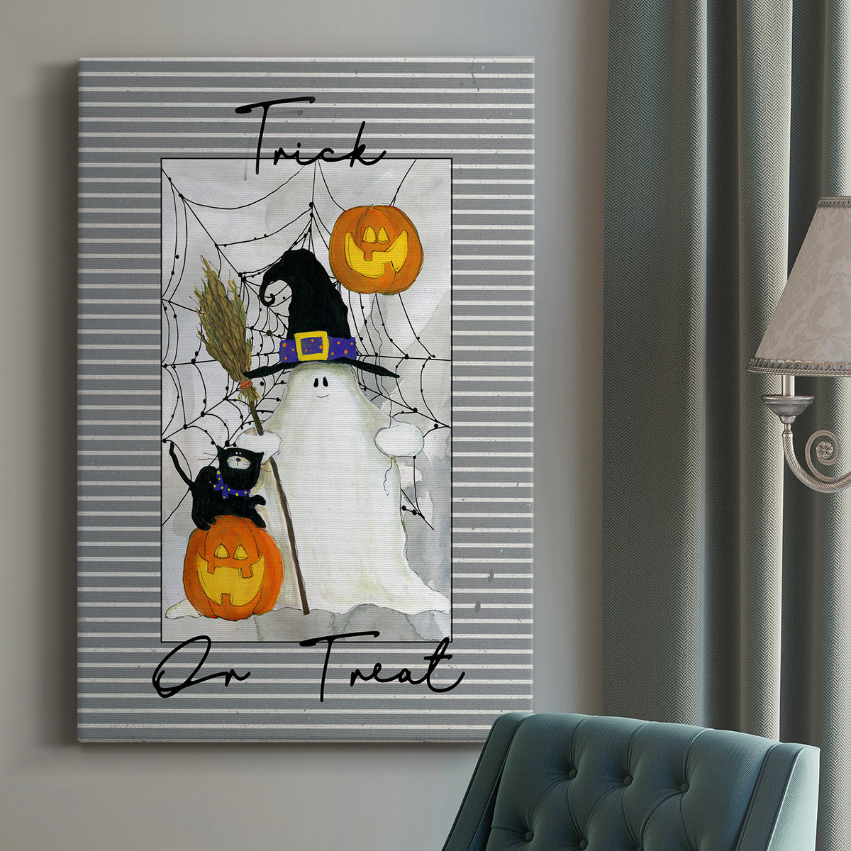 The Holiday Aisle® Trick Or Treat Ghost Premium Gallery Wrapped Canvas ...