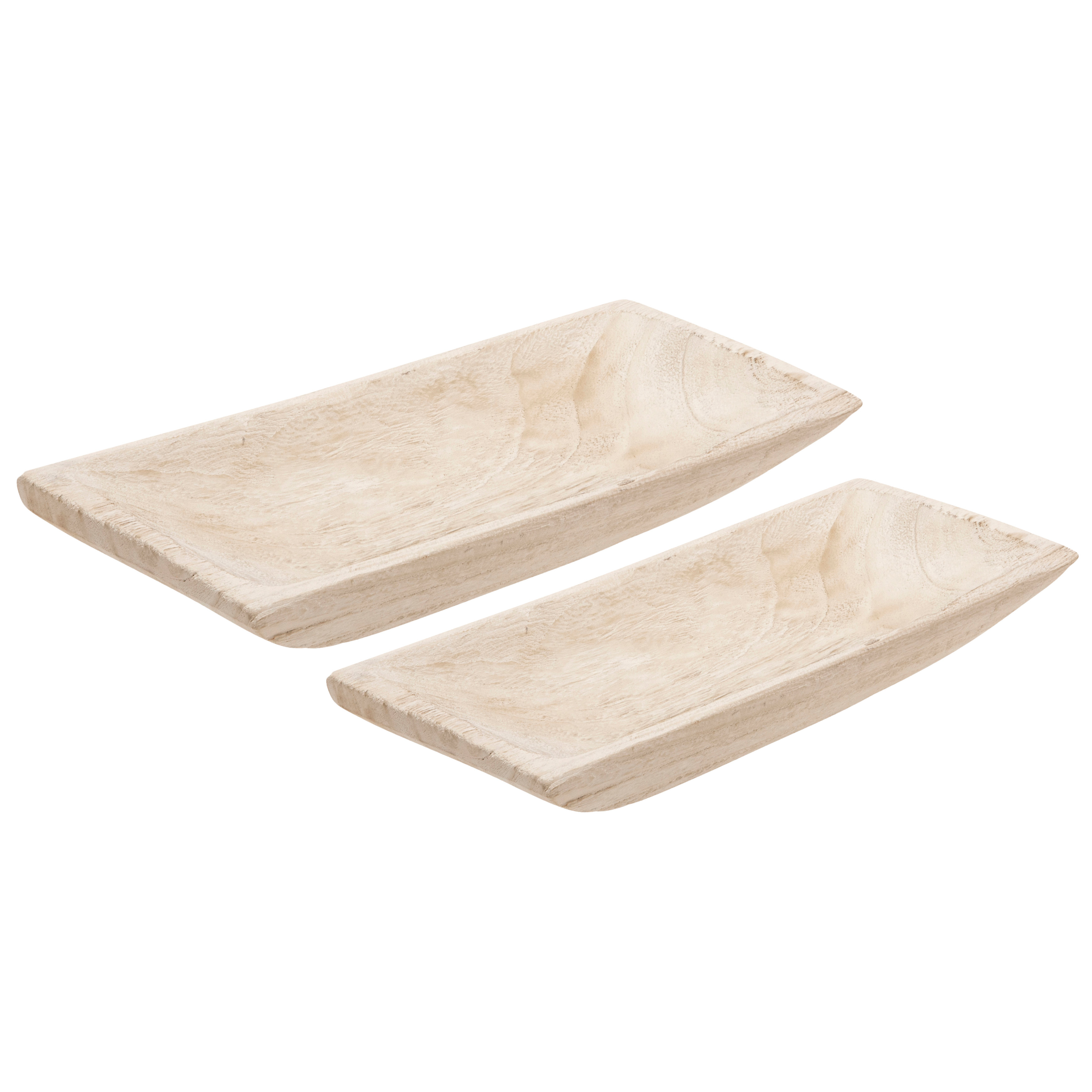 Three Posts™ Set of Two Decorative Wooden Trays Contemporary Rustic ...