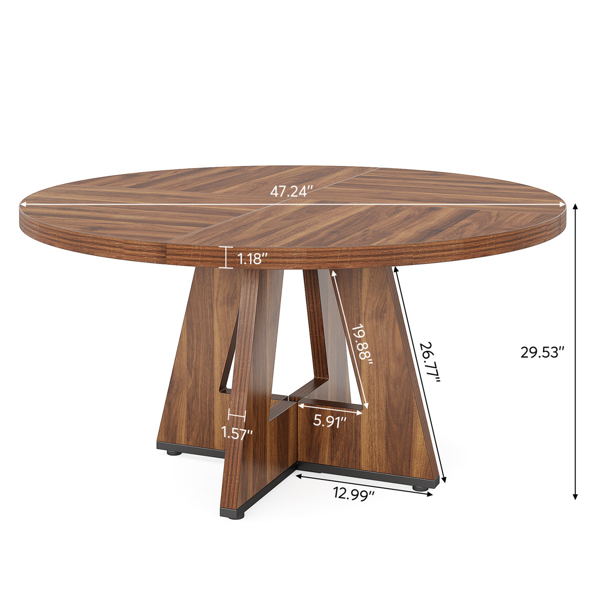 Union Rustic Table de salle à manger Kuuipo L 47,24 po x l 47,24 po et ...