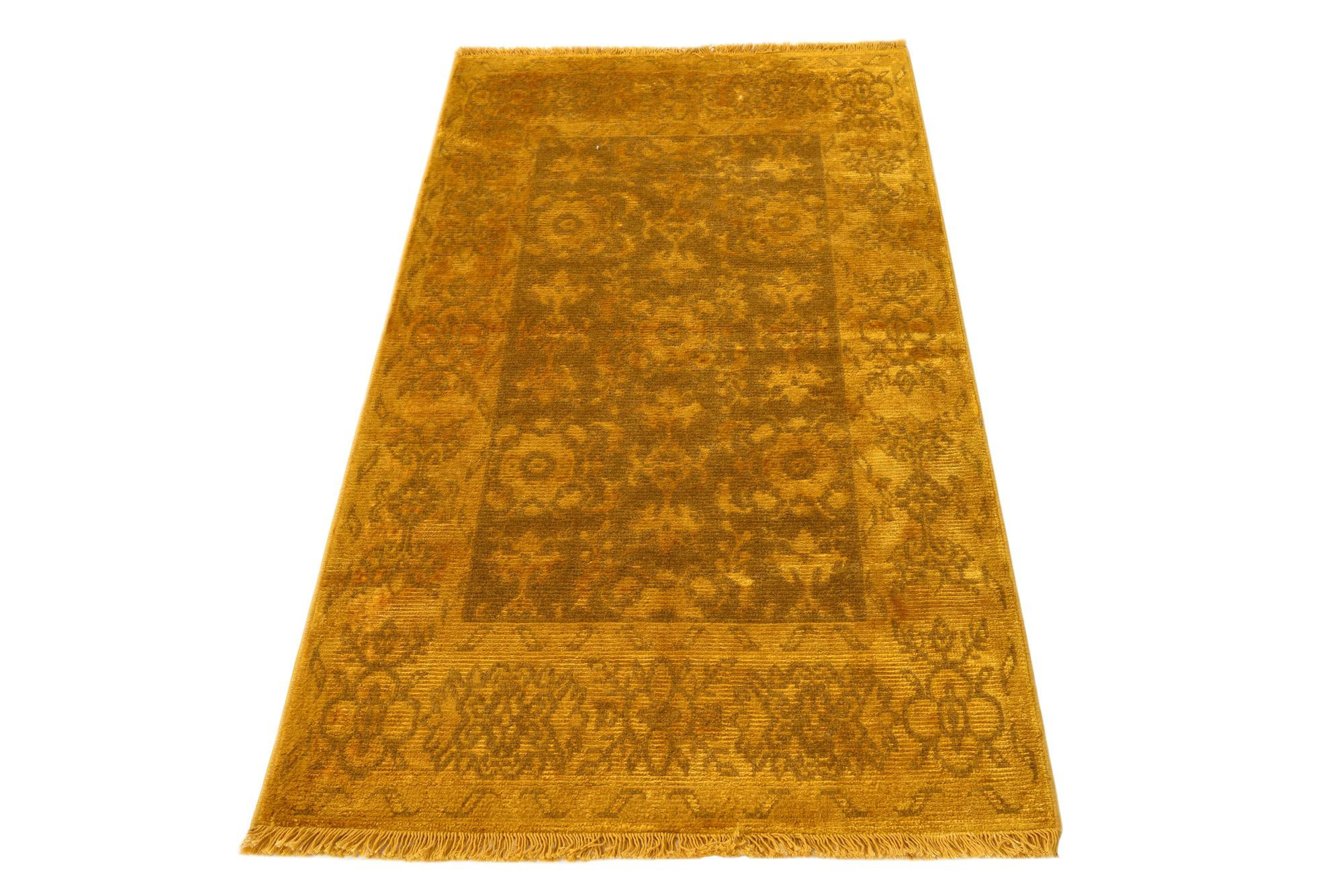 Unique Loom Peshawar Ziegler Gold Rug | Wayfair