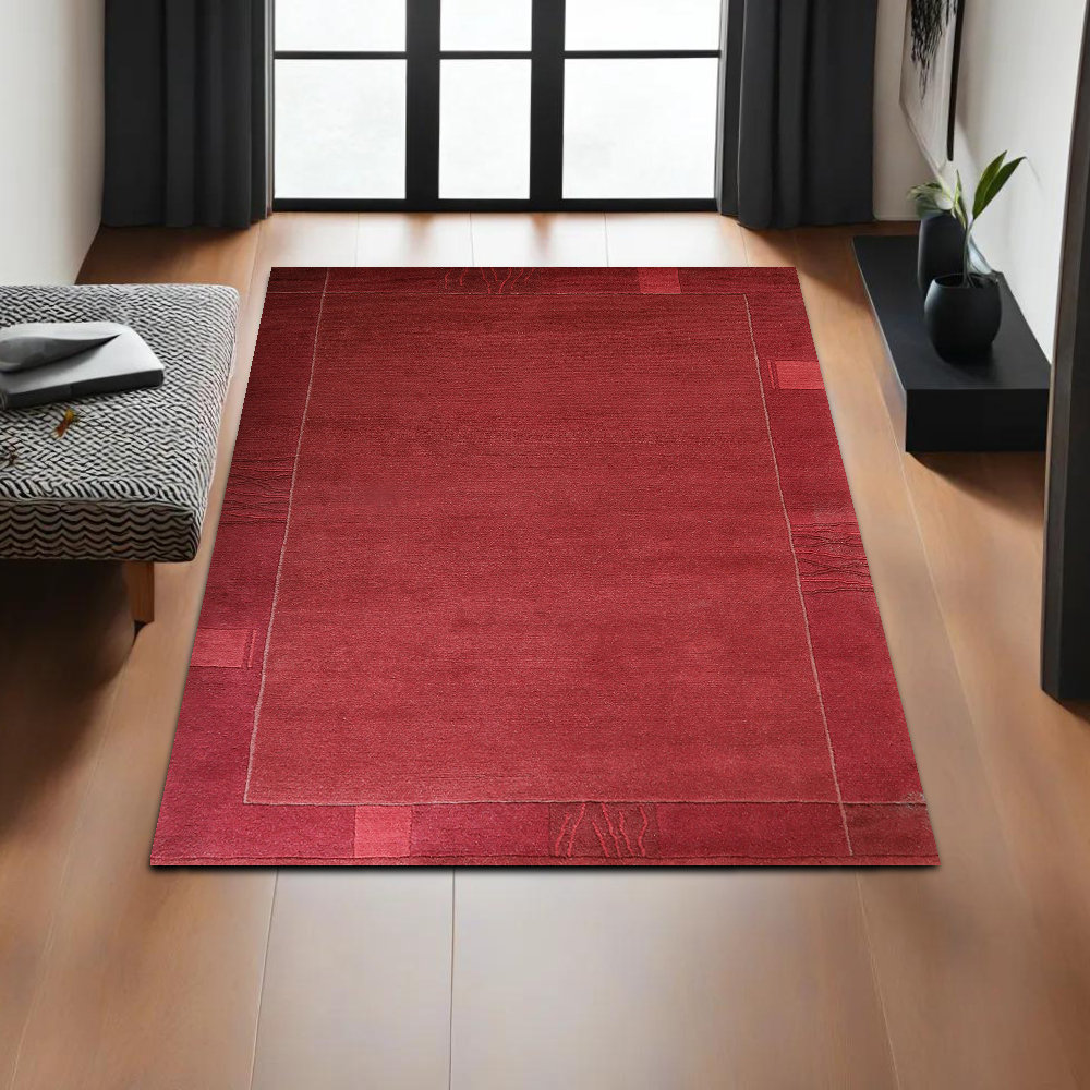 light red patterned rug