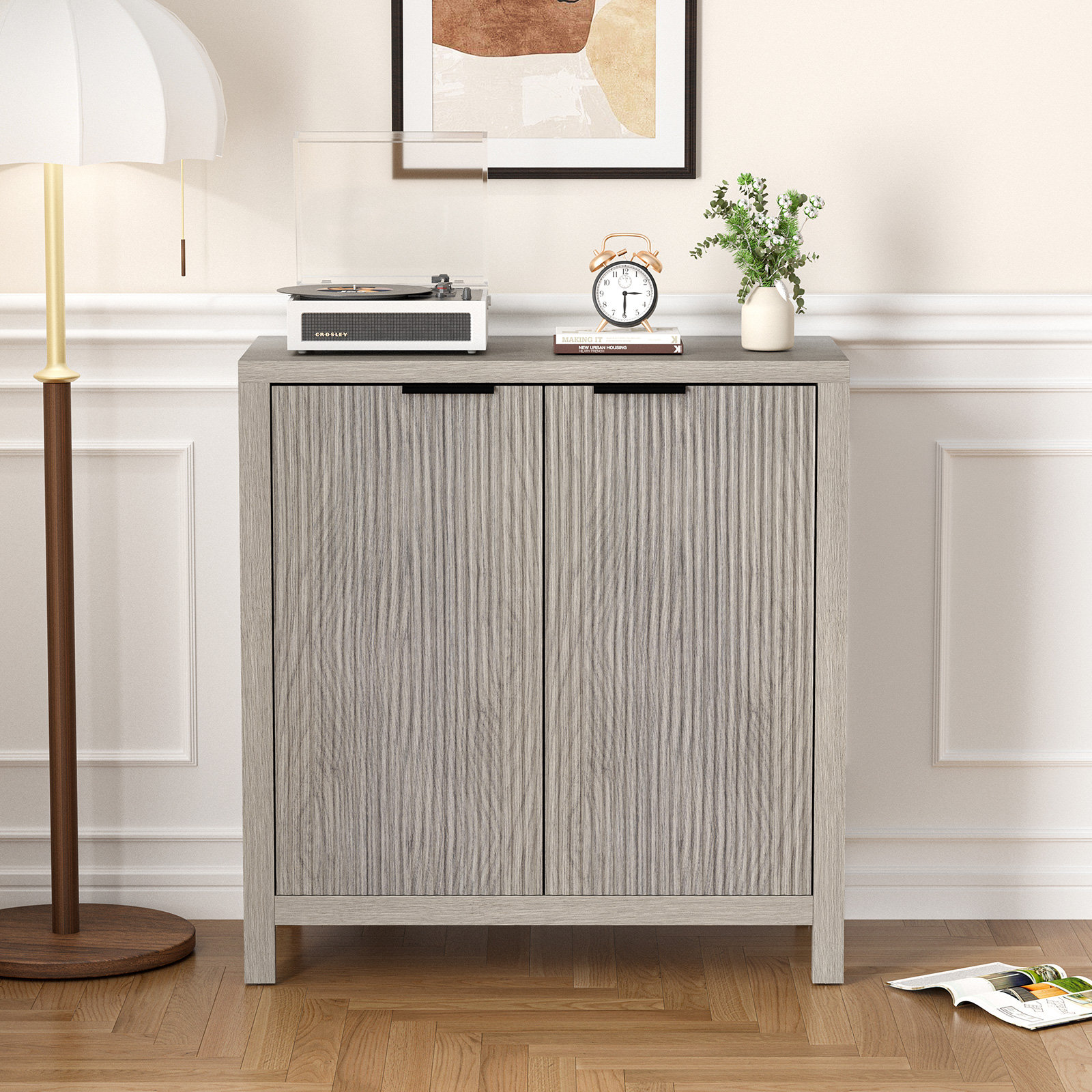 Latitude Run® Modern Fluted Buffet Cabinet With Adjustable Shelves ...
