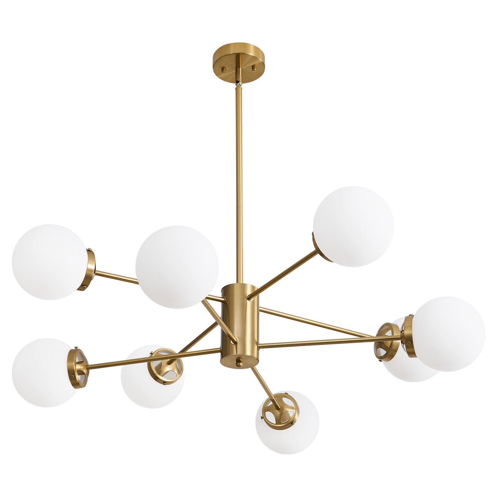 Mercer41 Asumi 8 - Light Modern Sputnik Linear Chandelier With Milky ...