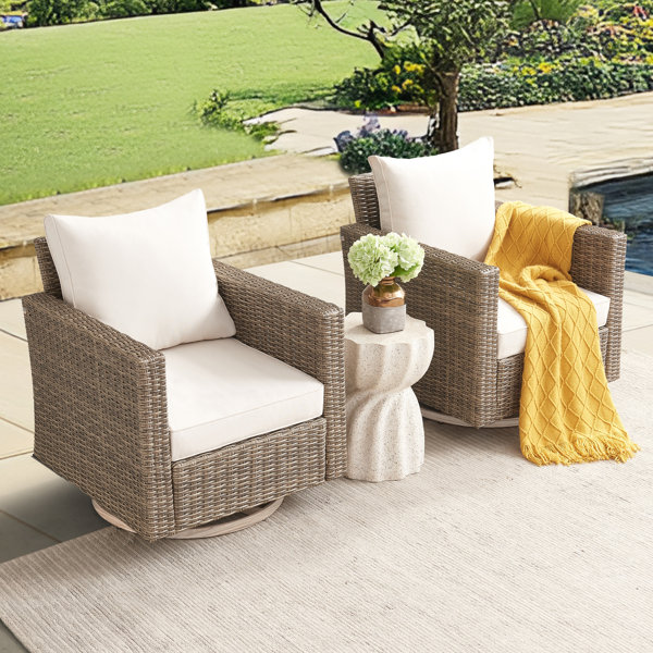Latitude Run® Rocking Swivel Patio Chair With Cushions (set Of 2 ...