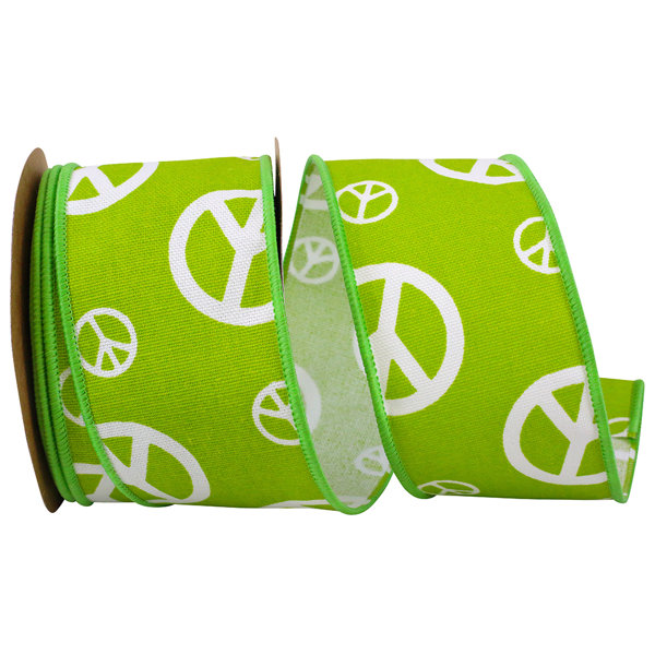 The Holiday Aisle® 2-1/2"X10yd Citrus Peace Sign Time Wired Edge Ribbon ...